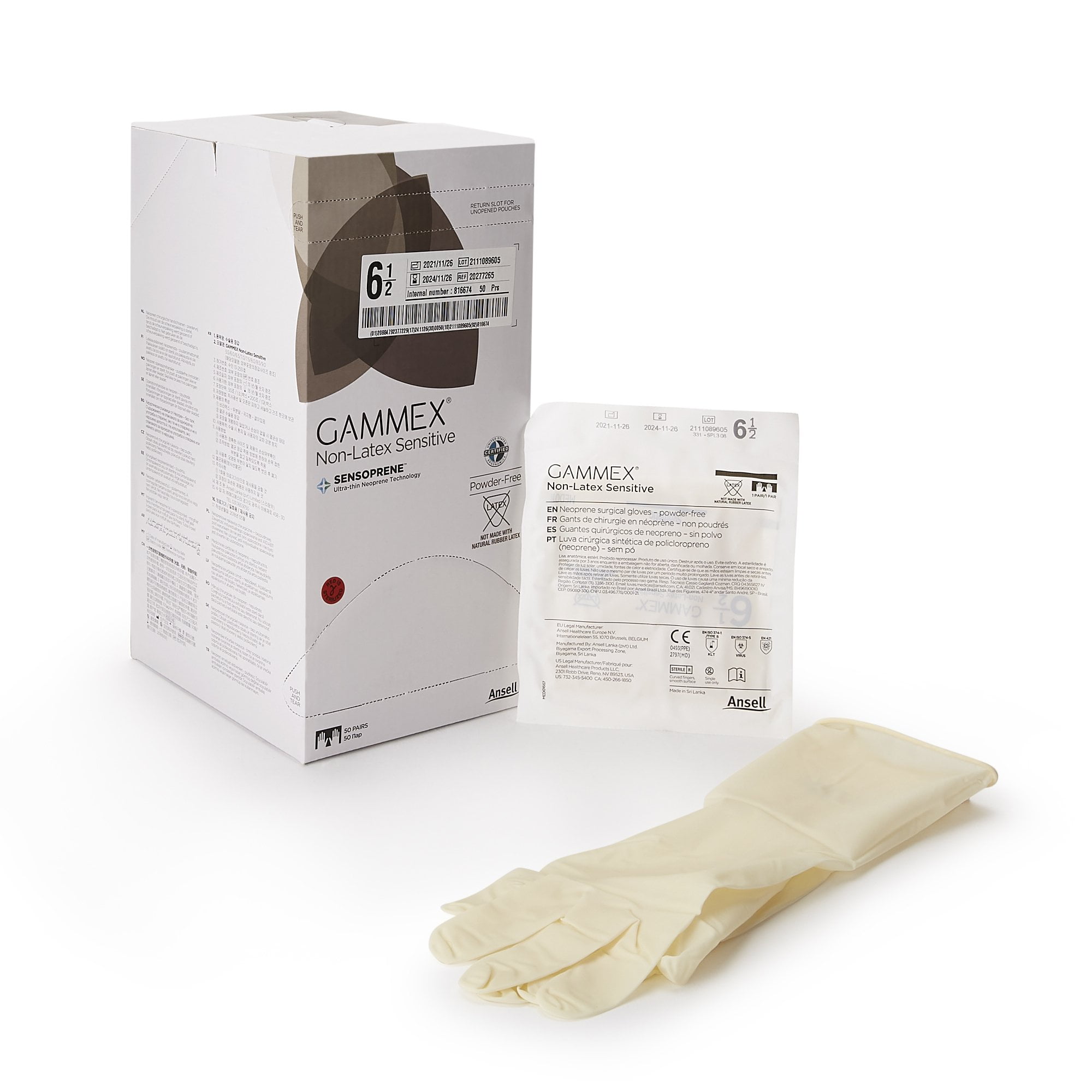 GAMMEX Non-Latex Sensitive Polychloroprene Surgical Glove Standard Cuff ...