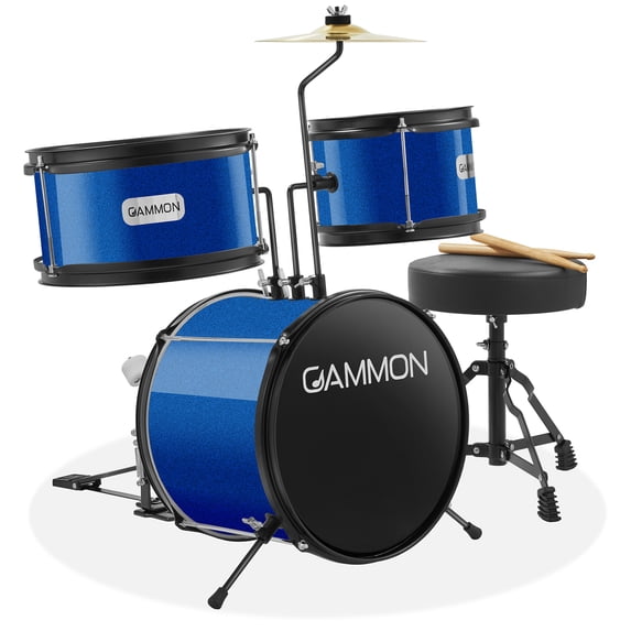Gammon Complete 3-Piece Junior Drum Set - Blue, Beginner Kit with ...