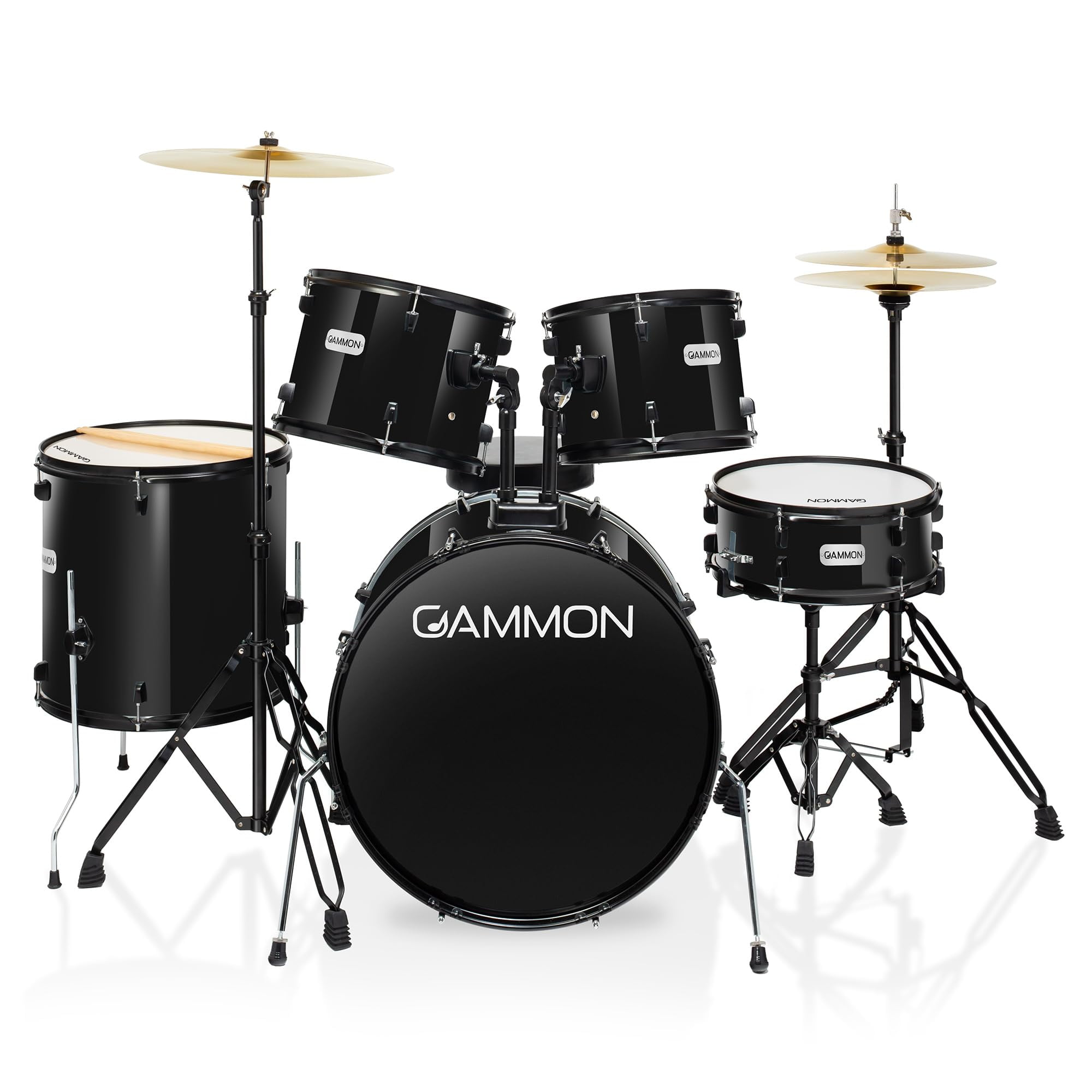 Gammon Full Size 5-Piece Adult Drum Set with Cymbals Stands Stool ...