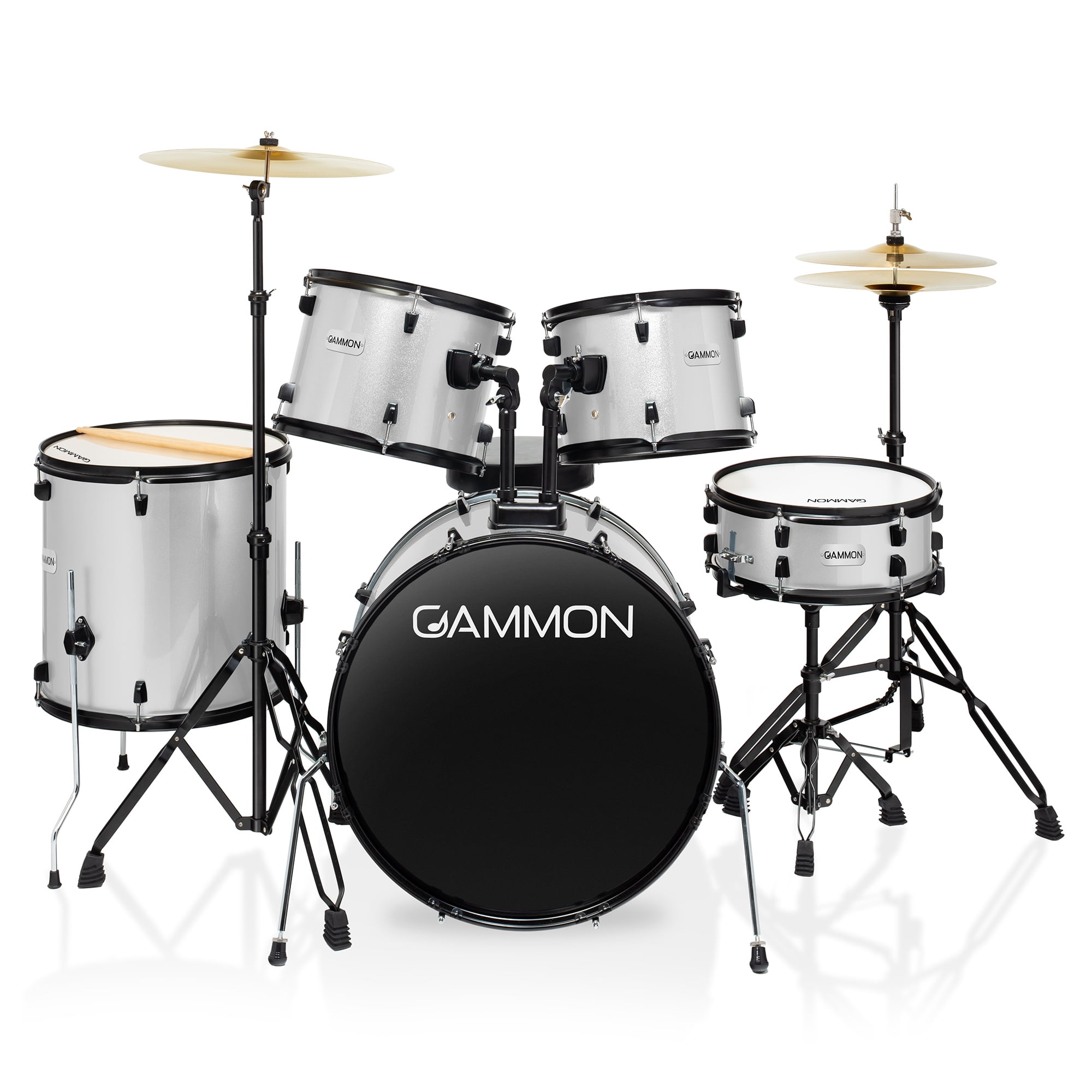 Gammon Percussion 5pc Full-Size Professional Adult Drum Set - Beginner ...