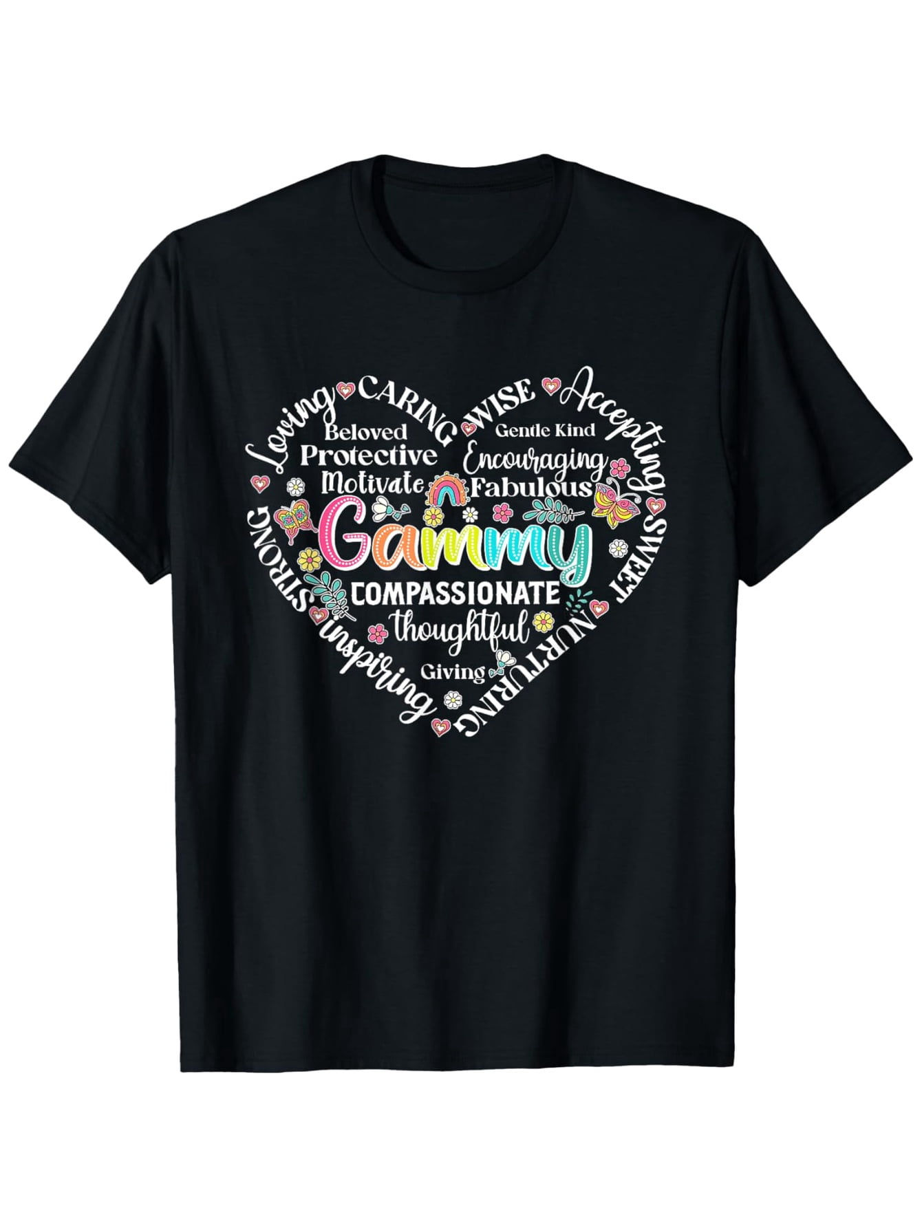 Gammy Heart Shaped Words T-Shirt Loving Caring Wise Sweet Nurturing ...