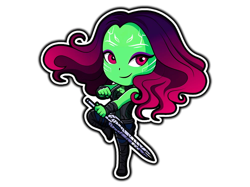 Gamora Chibi Sticker Cartoon Sticker, Phone Decal Water Bottle Stickers ...