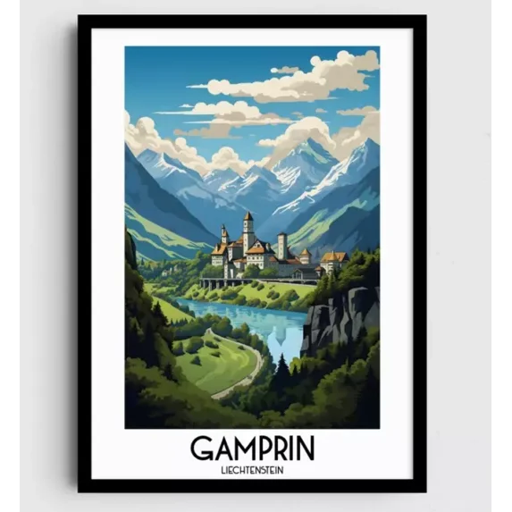 Gamprin Travel Wall Art Liechtenstein Painting Gifts Europe Home Decor ...