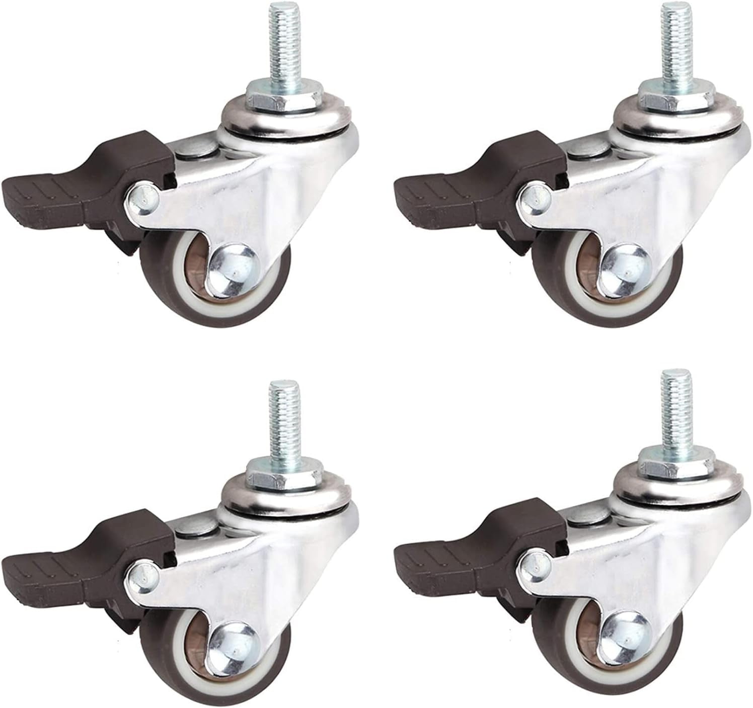 Gamvdout 1.25/1.5/2 inch Rubber Wheel 360 Degree Swivel Castors with ...