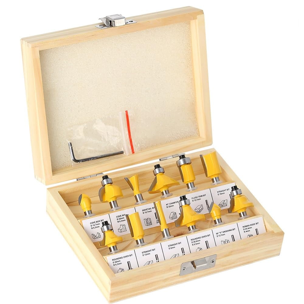 Gamvdout 12pcs Milling Cutter Set 6mm 1/4" 8mm 1/2" Straight Milling ...