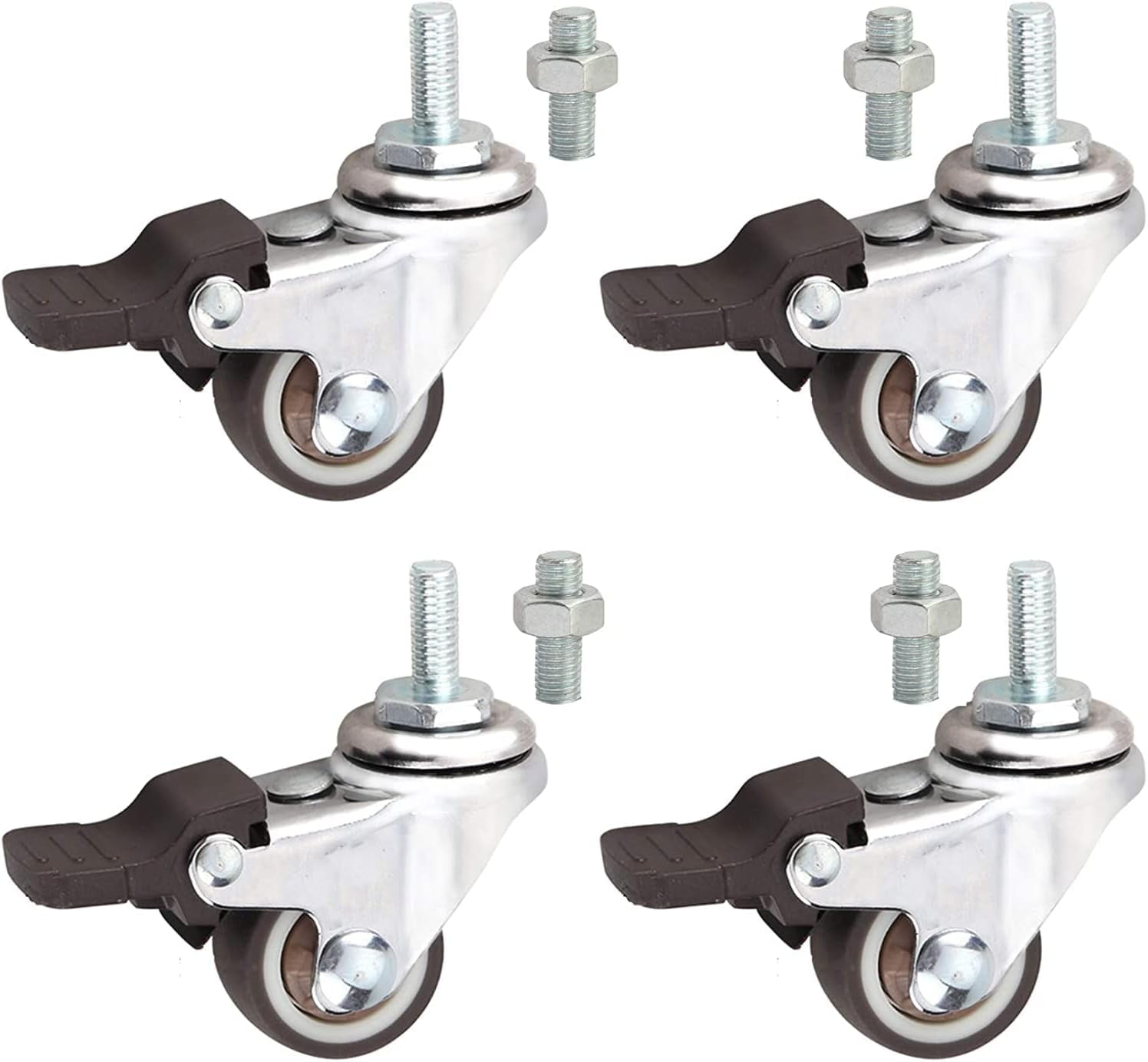 Gamvdout 360° Swivel Wheel Casters with Brake with Metric Size M6/M8 ...