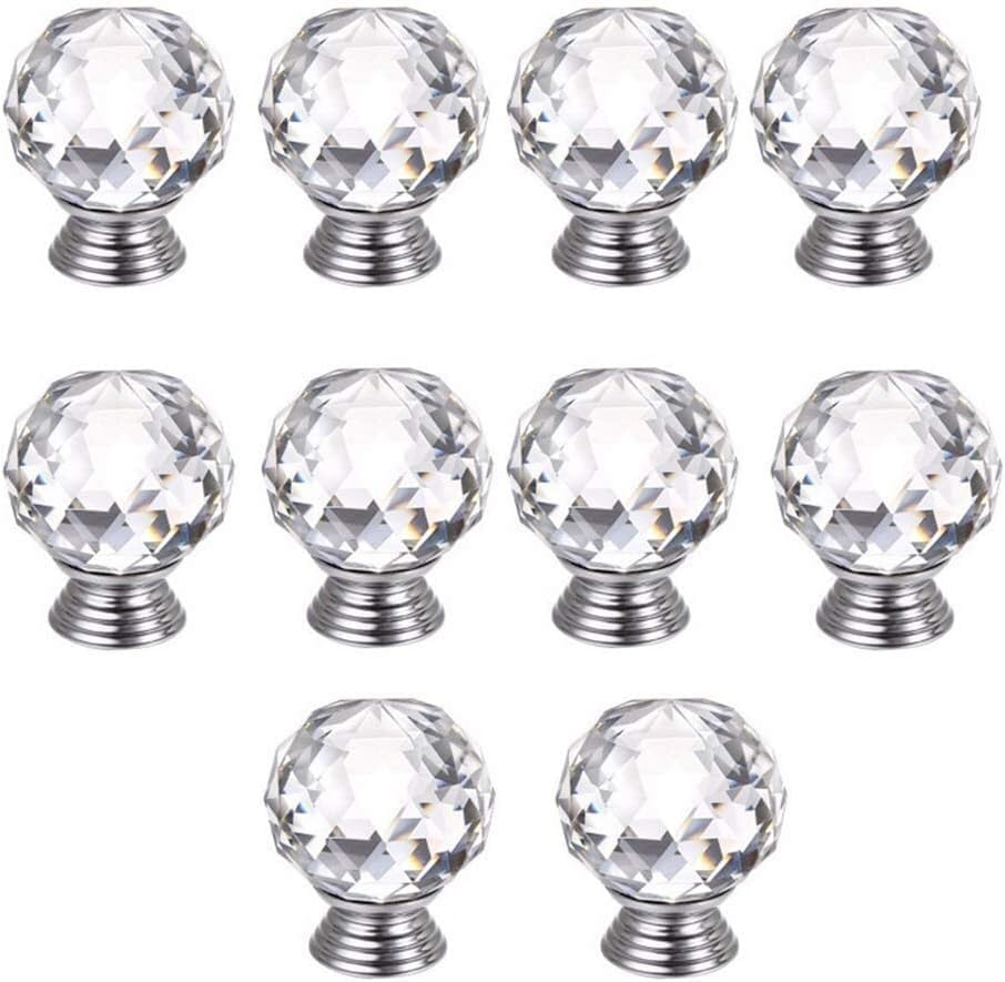 Gamvdout Crystal Drawer Knobs Dresser Knobs 10PCS Clear Crystal Drawer ...