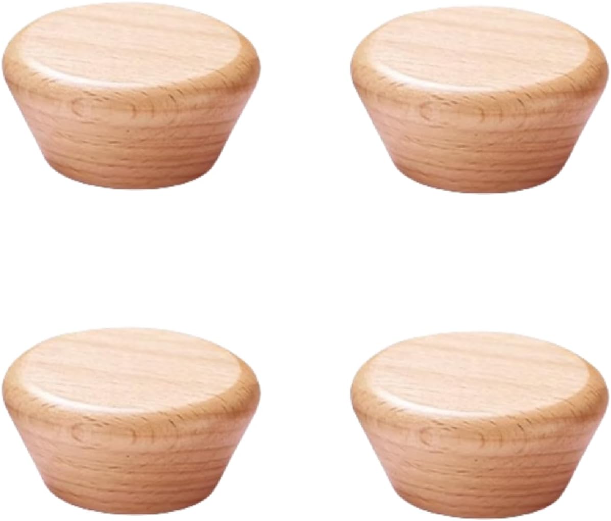 Gamvdout Wooden Handles for Cupboards 4Pcs Flat Round Solid Wood Handle ...