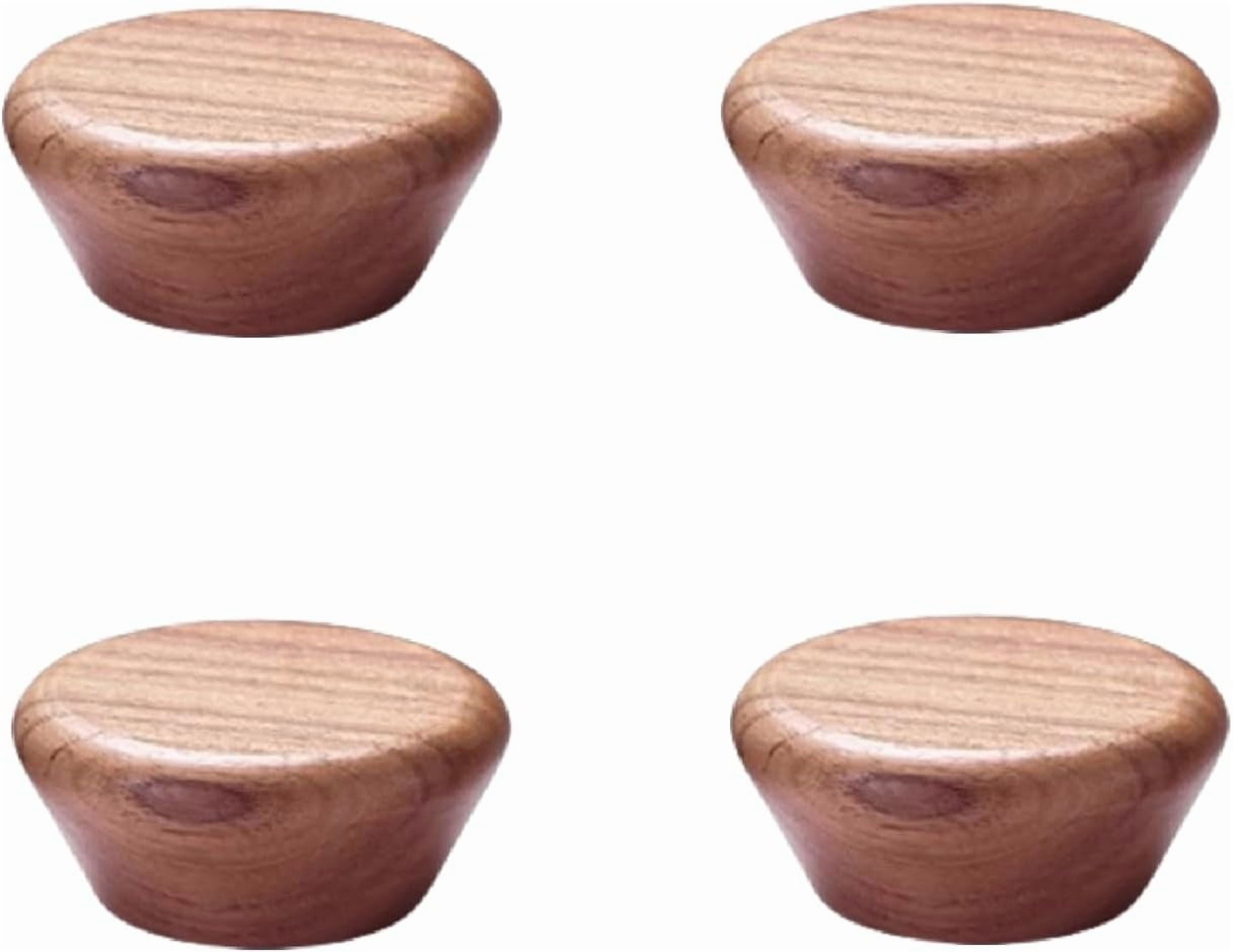 Gamvdout Wooden Handles for Cupboards 4Pcs Flat Round Solid Wood Handle ...