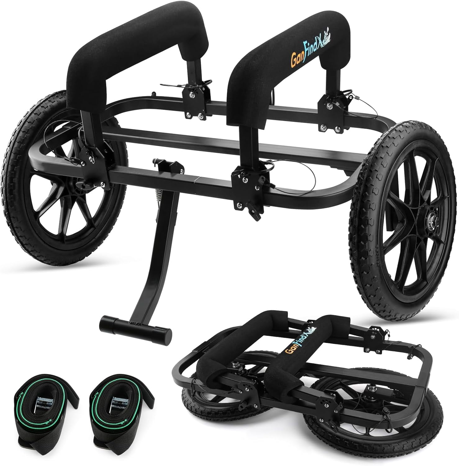 GanFindX Heavy Duty Kayak Cart Canoe Trolley with Solid Foam Wheels ...