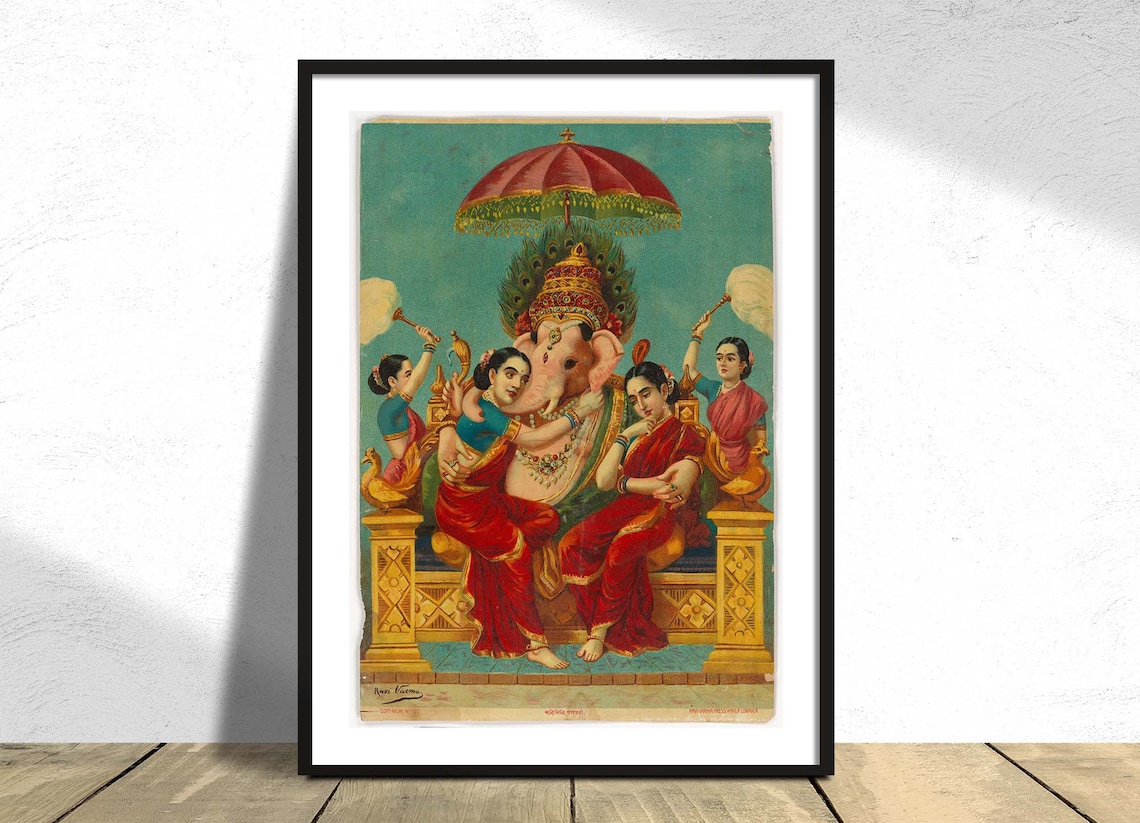 Ganapati With His Consorts Riddhi And Siddhi, India| Hinduism, Hindu ...