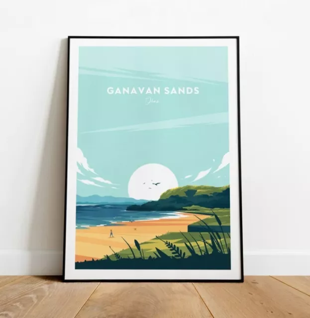 Ganavan Sands Traditional Travel Print - Oban, Scotland, Oban Travel ...