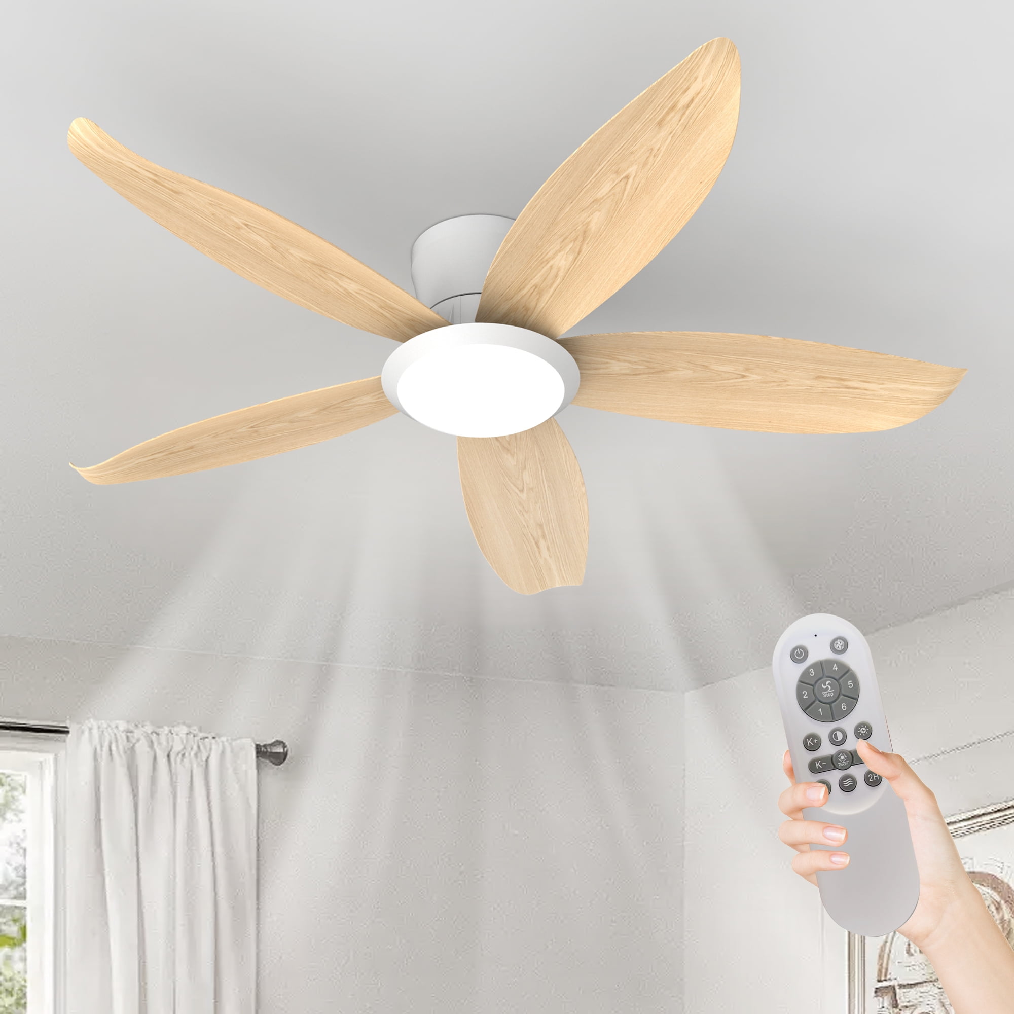 Ganeed Ceiling Fans with Lights 42 Inch Small Low Profile Ceiling Fan ...