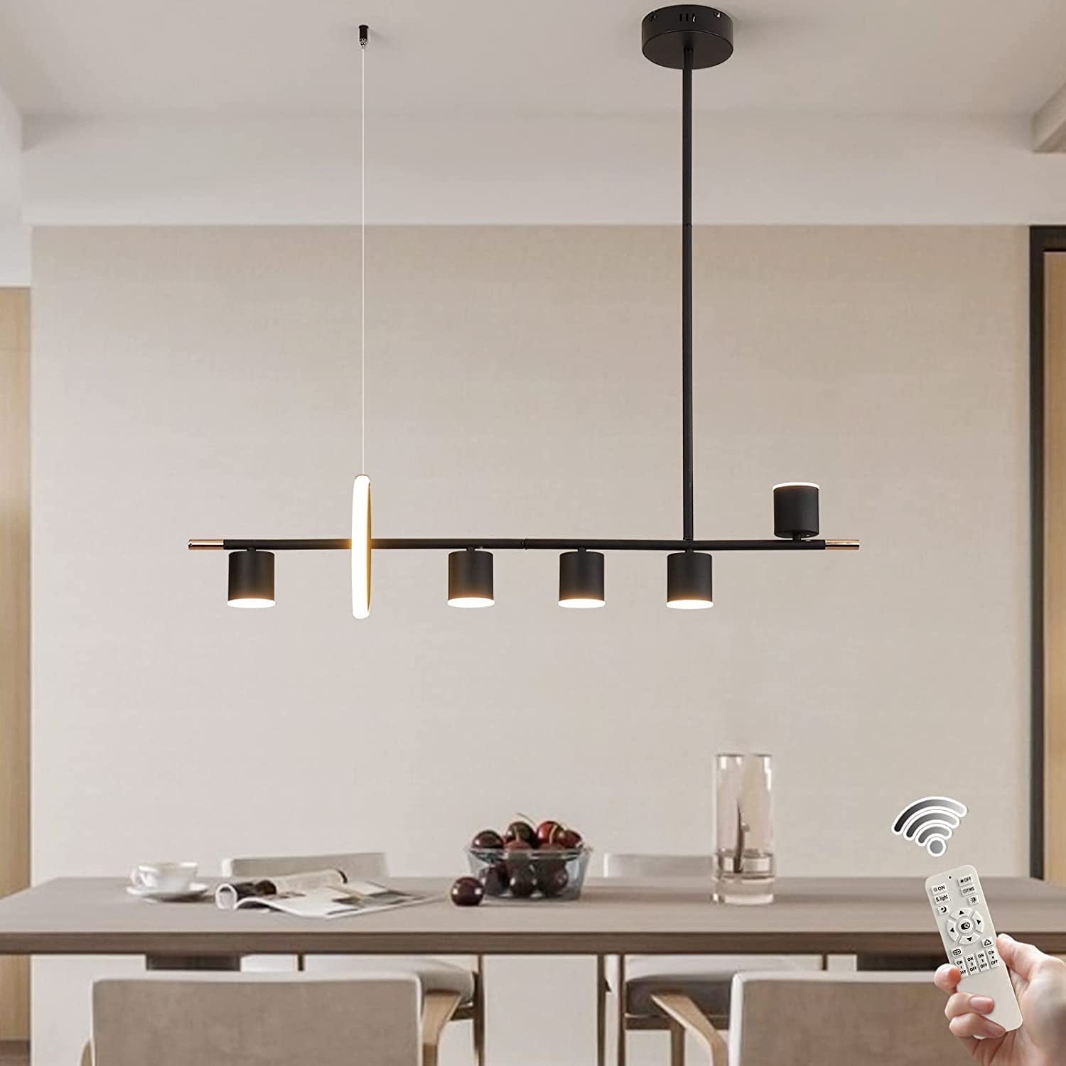 Ganeed Modern LED Pendant Light, 47'' Dimmable Chandelier for Kitchen ...