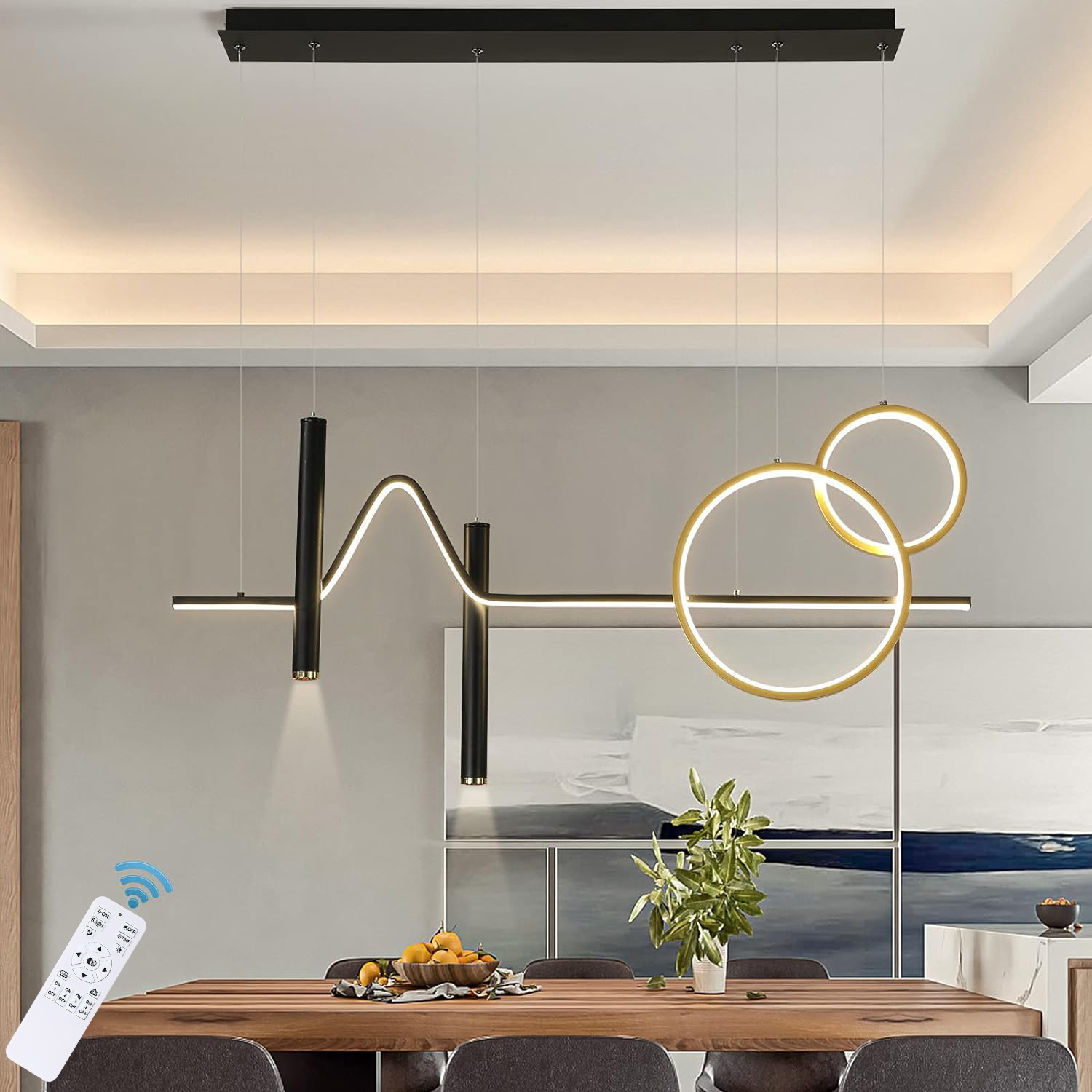 Vanity Art 6 Lights Kitchen Island Linear Pendant Chandelier | Modern ...