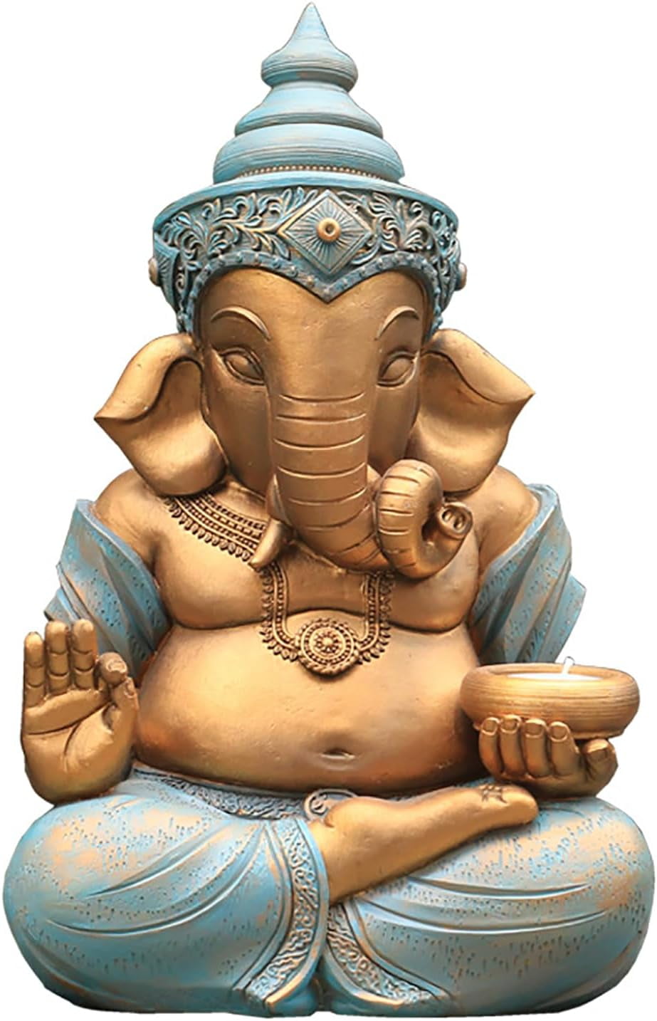 Ganesh Statue 12.6inch Outdoor Garden Ornament with Tealight Candle ...