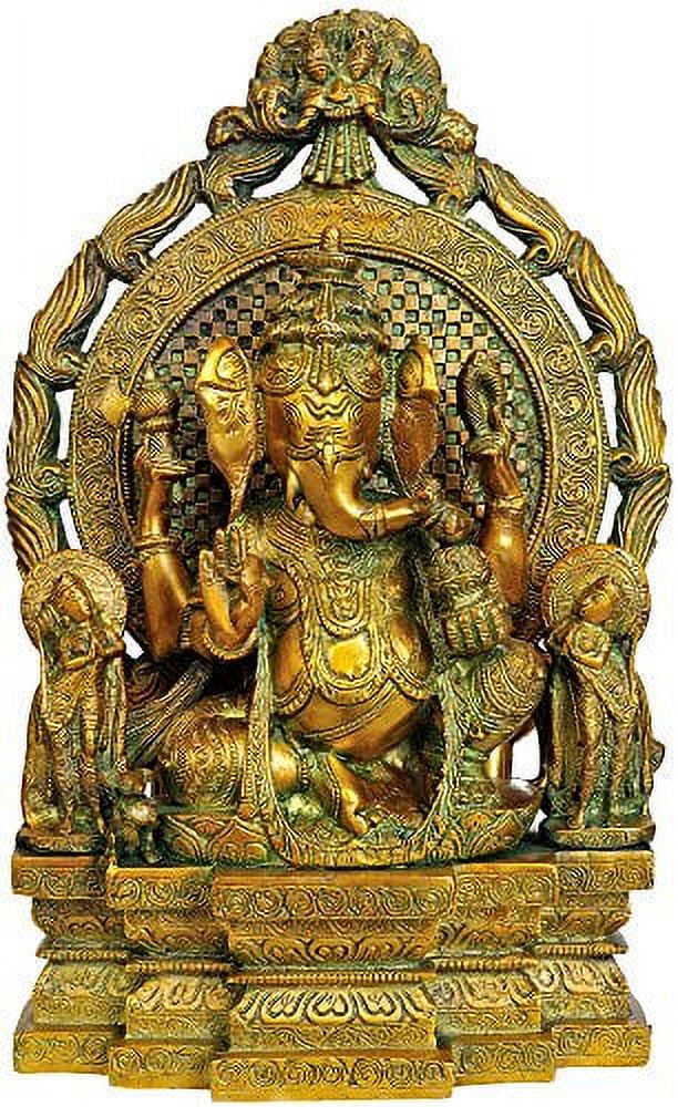 Ganesha Seated in Maharaja Lila Asana - Brass Statue - Walmart.com