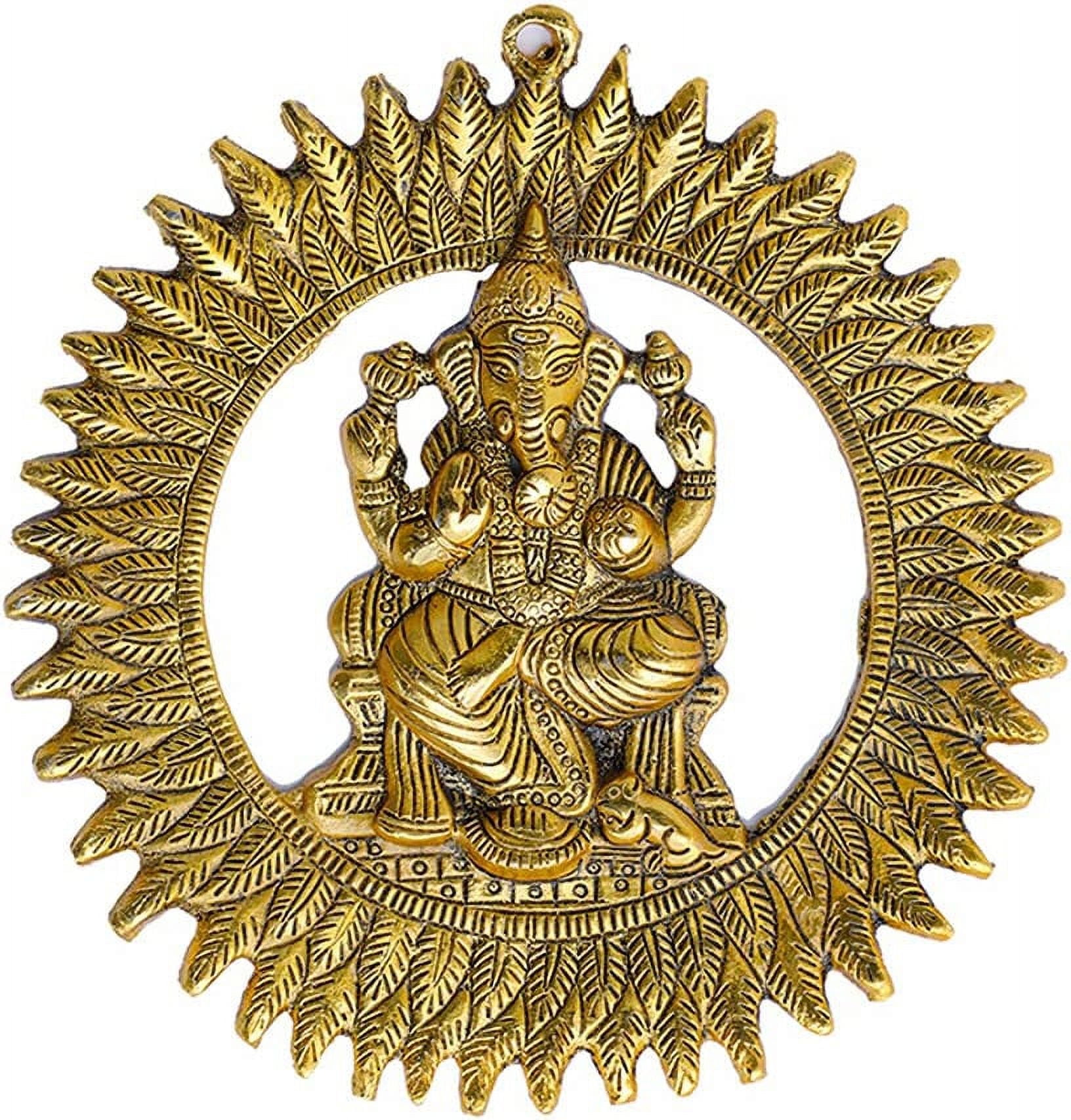 Ganesha Wall Hanging Metal Ganesh with Sun Statue Sculpture Idol Indian ...