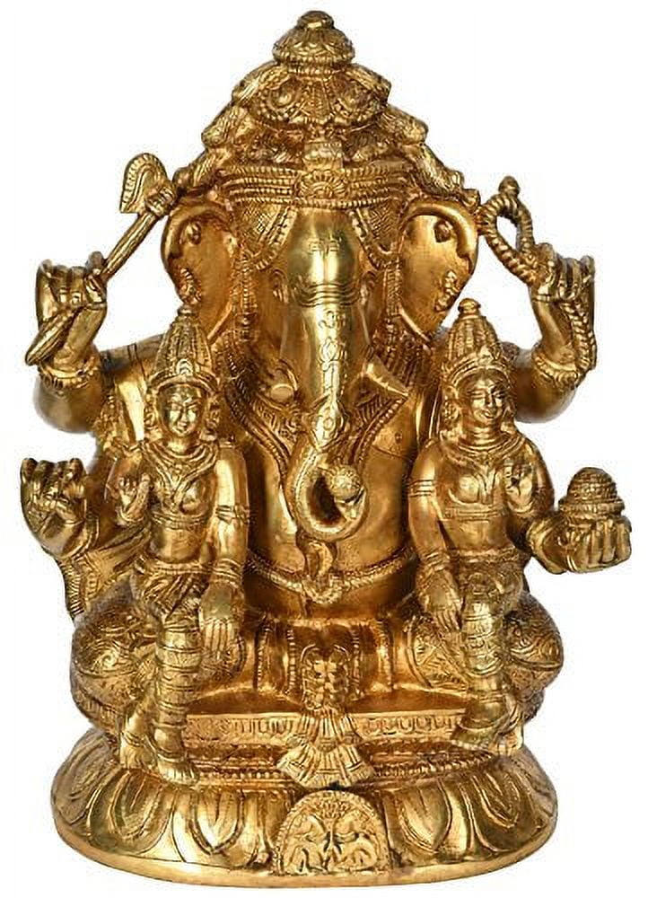 Ganesha with Riddhi Siddhi - Brass Statue - Walmart.com