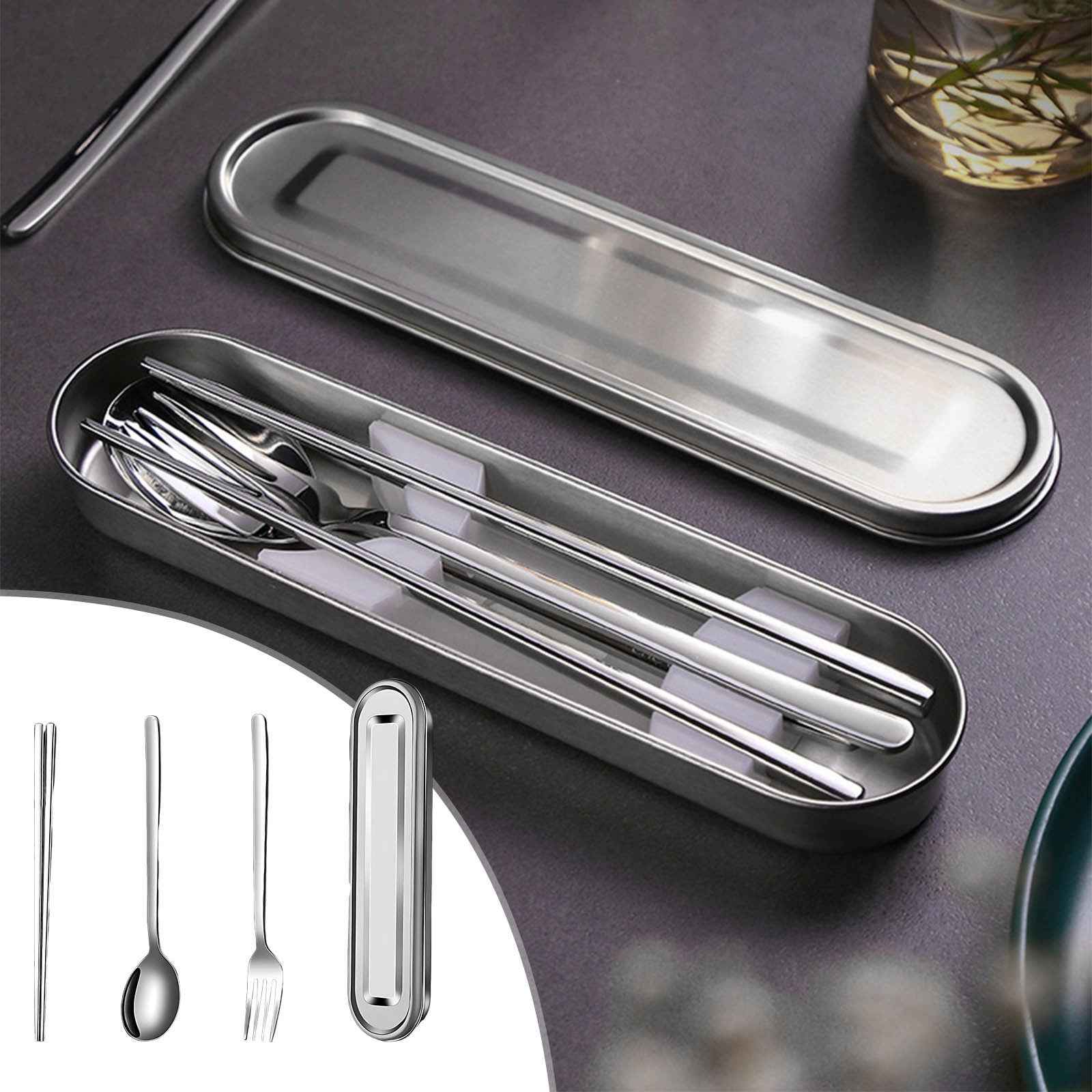 Ganfancp 304 Stainless Steel Cutlery Set, Portable Spoon Fork ...