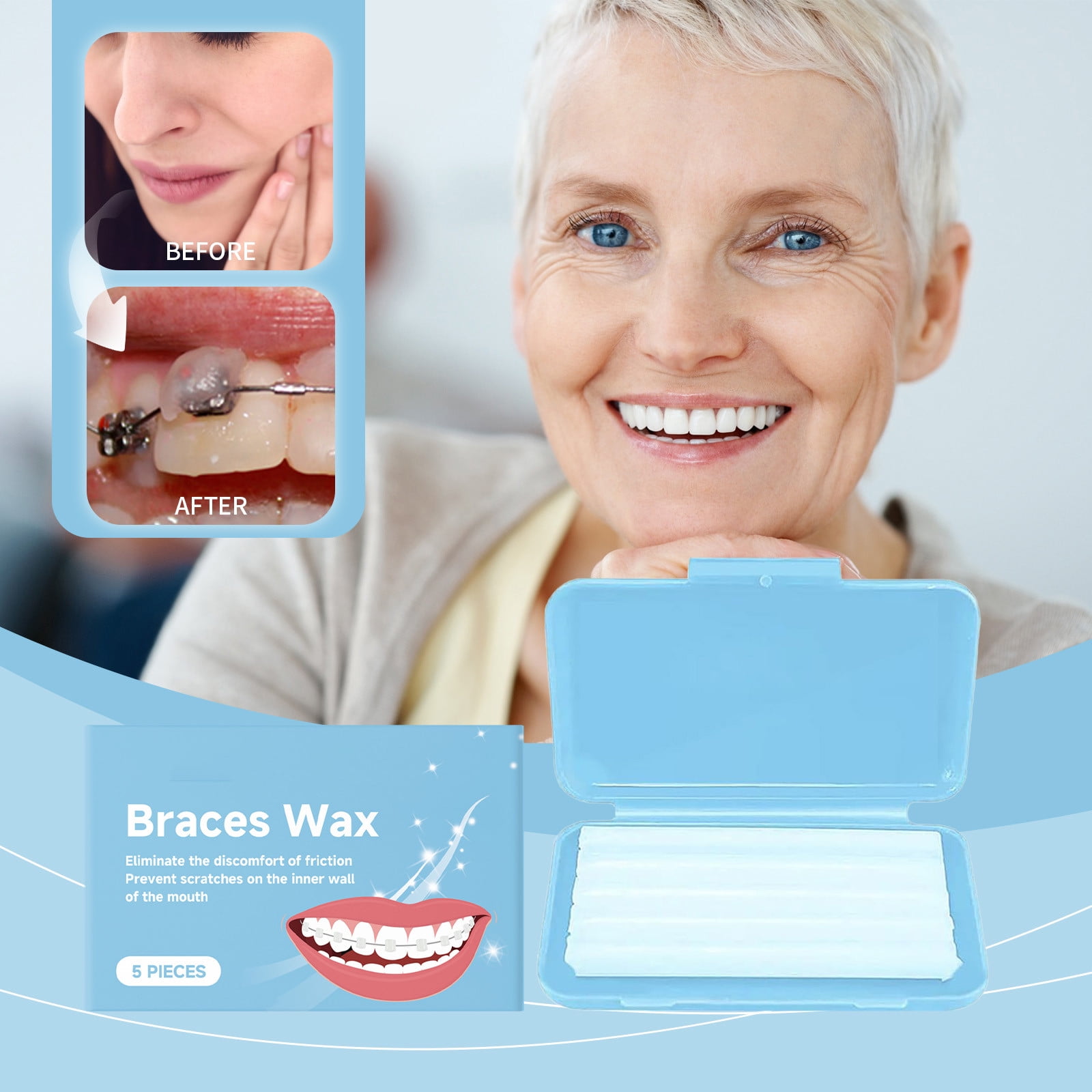 Ganfancp Braces Wax, Oral Comfortable Silicone Wax, Gums Protection Tooth Wax, Relieves Braces ...
