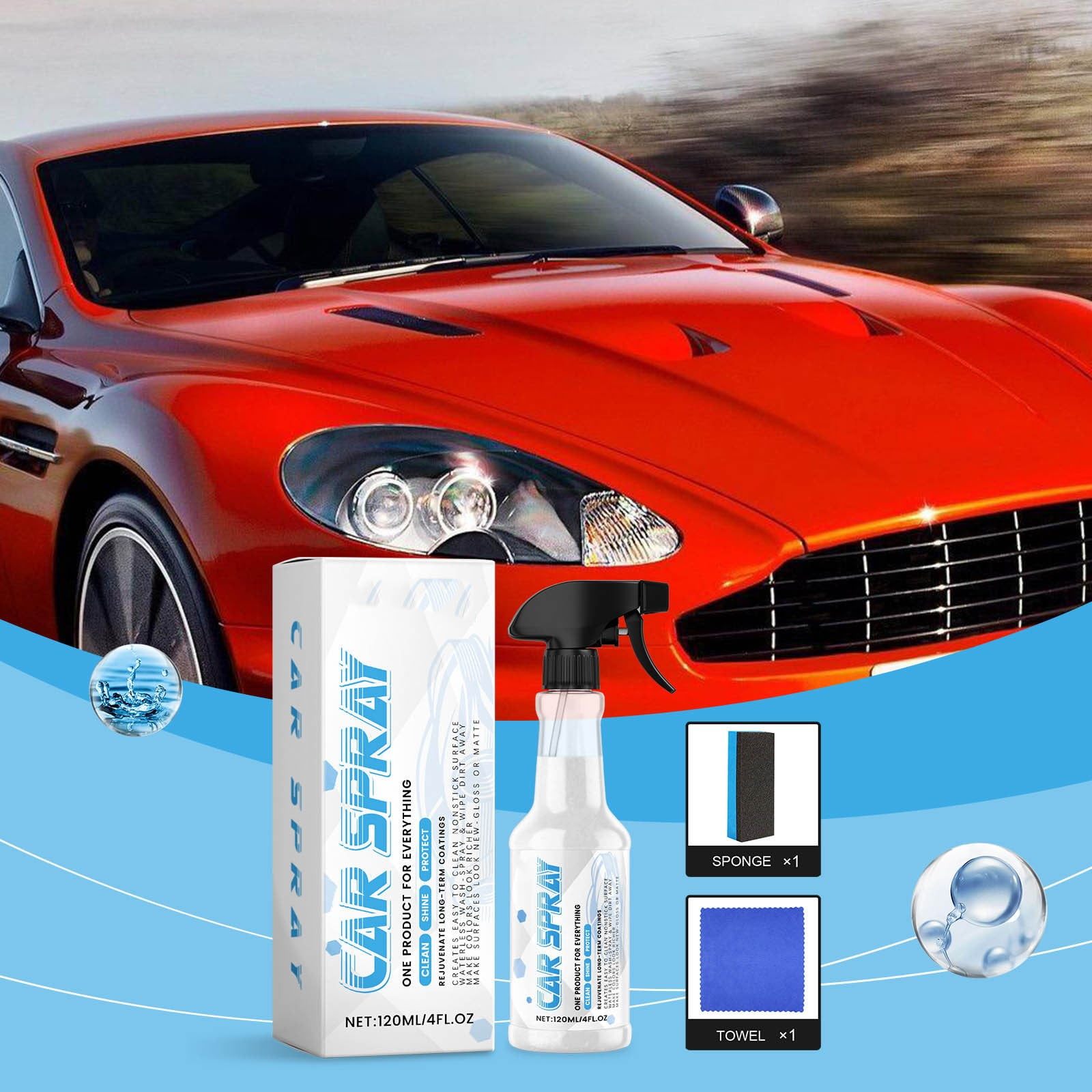 Ganfancp Car Spray, Multi Functional Coating Agent, Easy to Apply ...