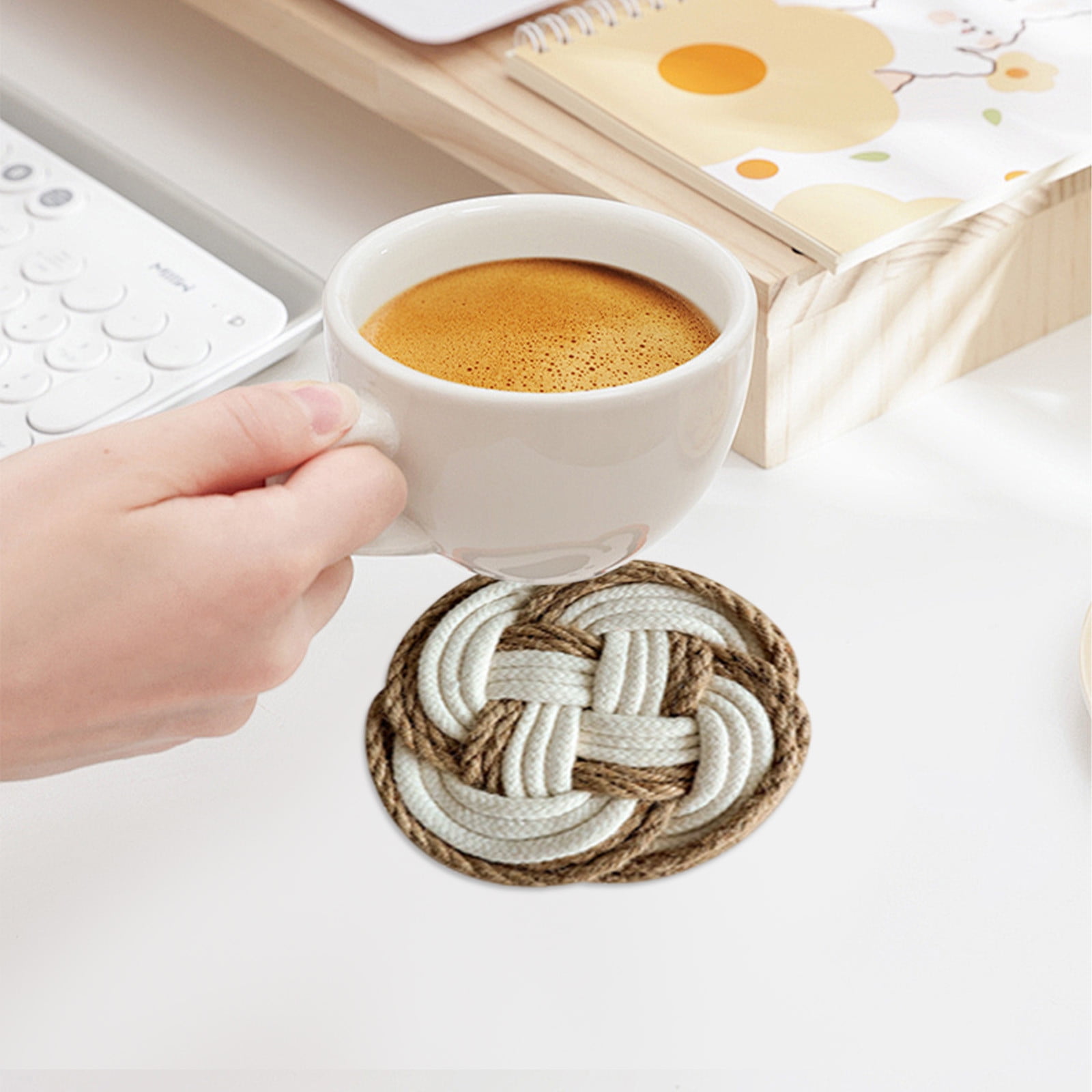 Ganfancp Cotton Linen Drinks Mats, Heat Insulating Table Mats, Beige ...