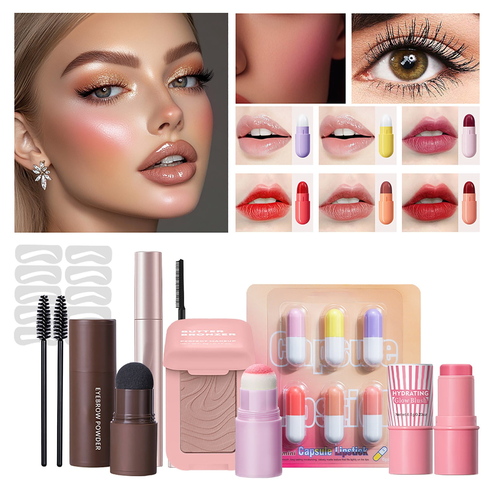 Ganfancp Face Makeup Set, Brilliante Lip Gloss & Eye Shadow Color ...