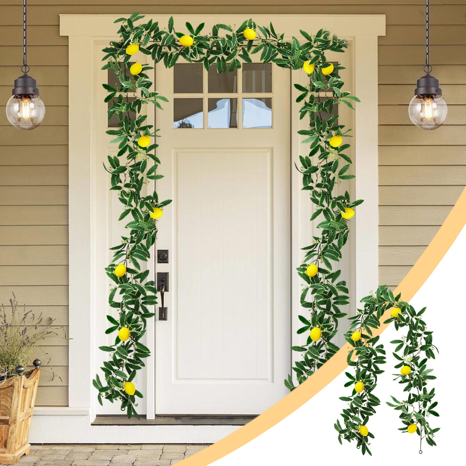 Ganfancp Lemon Garland, Lifelike Artificial Lemon Grapevine, Vibrant ...