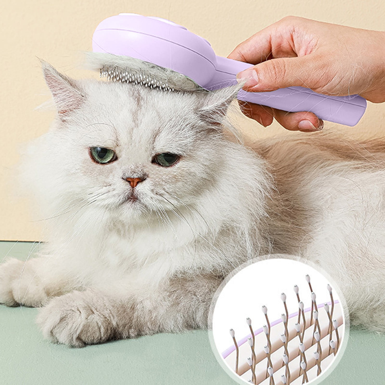 Ganfancp Pet Comb, Flower Shaped Self Cleaning Brush, Stainless Steel ...