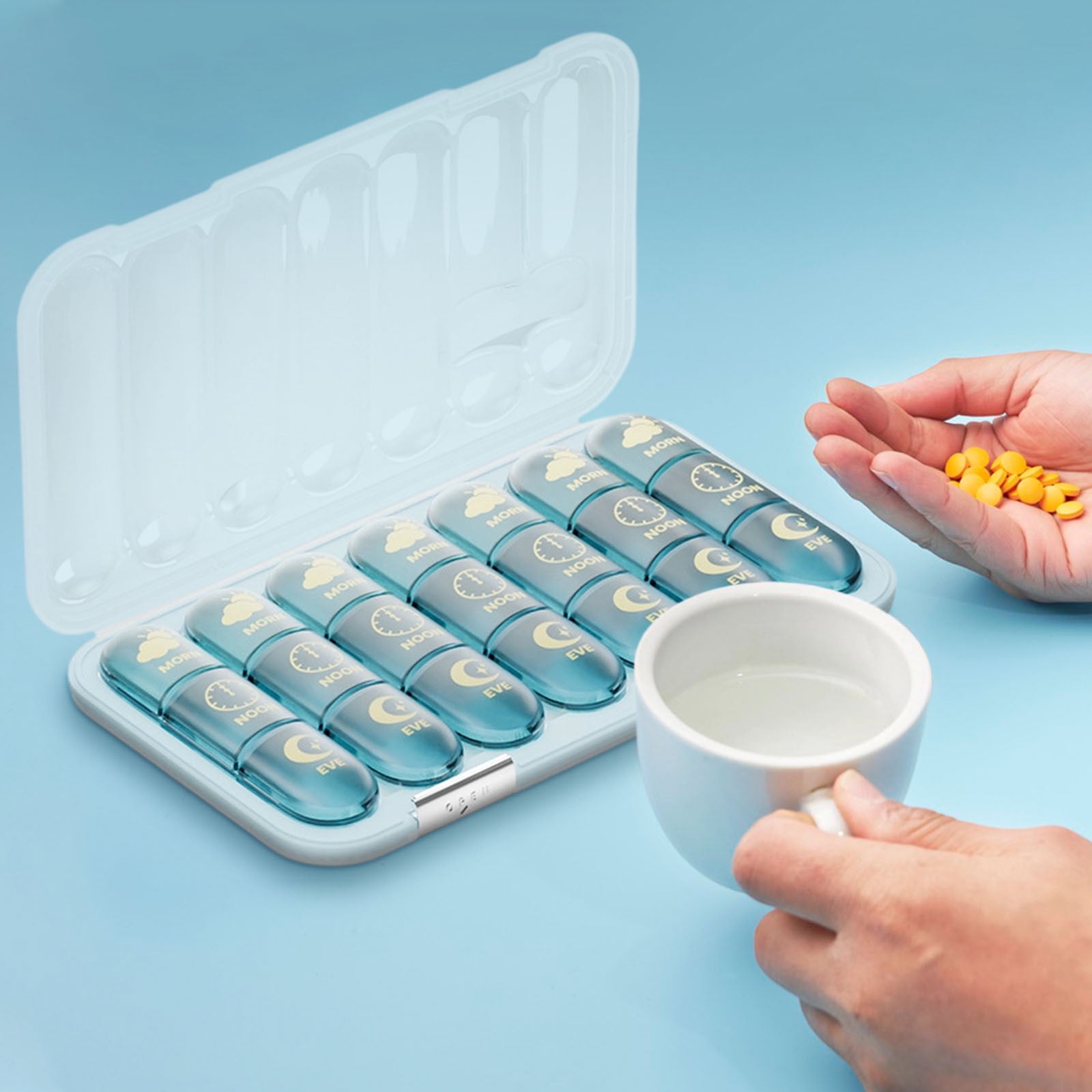 Ganfancp Portable Tablet Organizer, 7-Day Travel Medication Box, Large ...