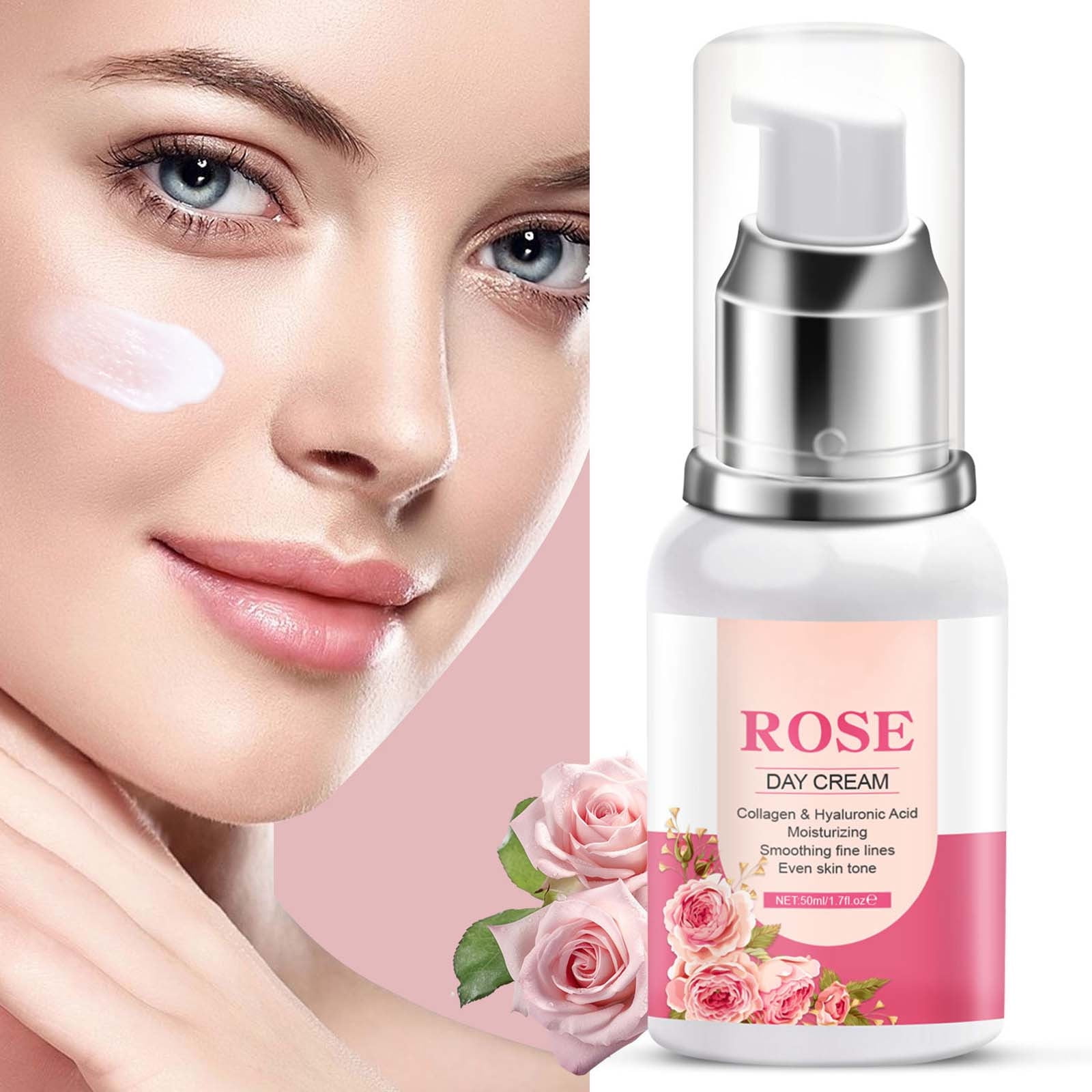 Ganfancp Rose Facial Cream, Collagen Infused Moisturizer, Hyaluronic ...