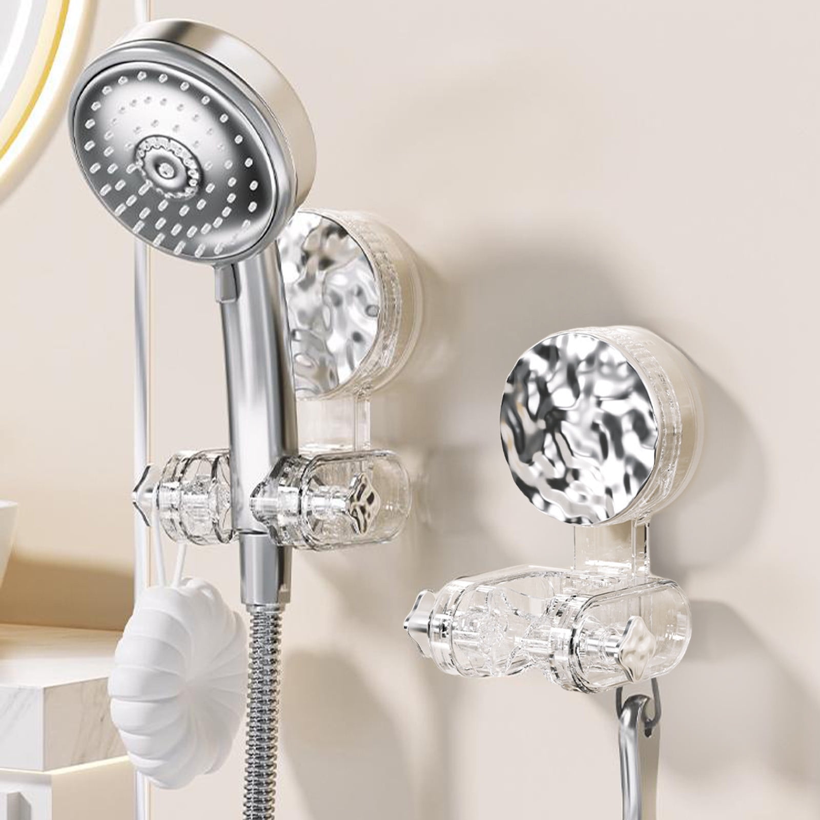 Ganfancp Suction Cup Shower Rack, Adjustable No-Punching Design ...