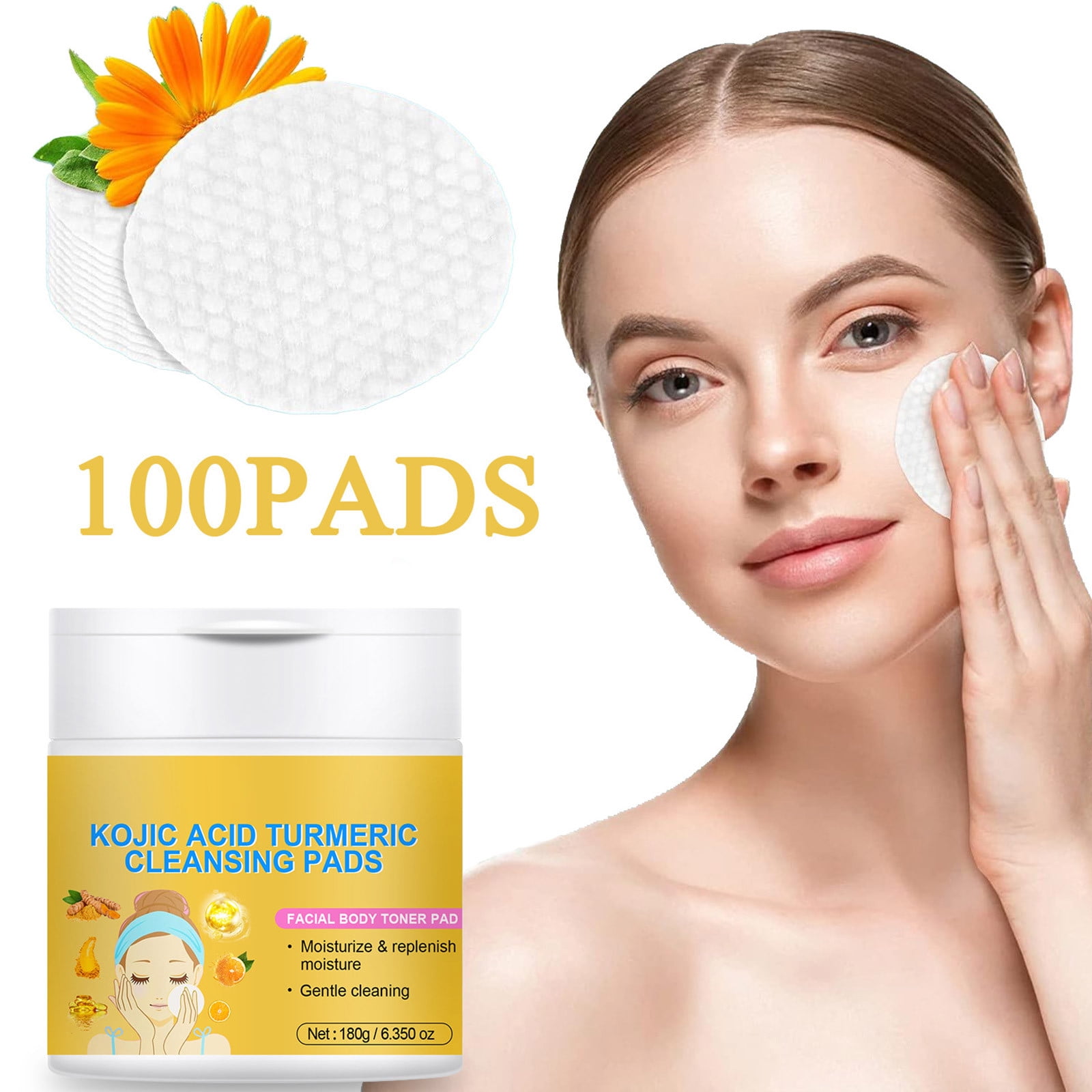 Ganfancp Turmeric Cleansing Pads, 100 Pcs Kojic Exfoliating Wipes, Dark ...