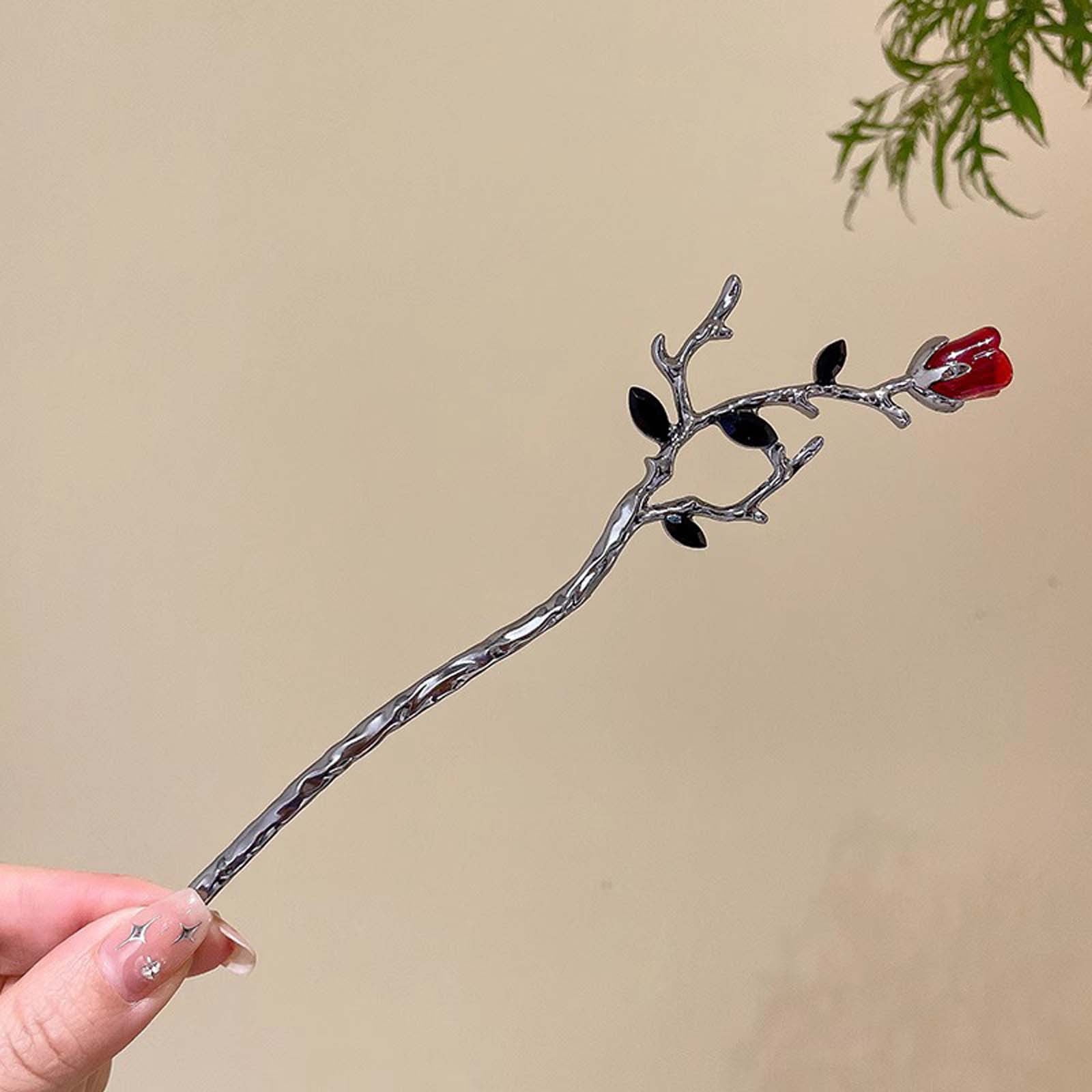 Ganfancp Vintage Rose Hair Pins, Stylish Flower Hair Sticks, Alloy ...