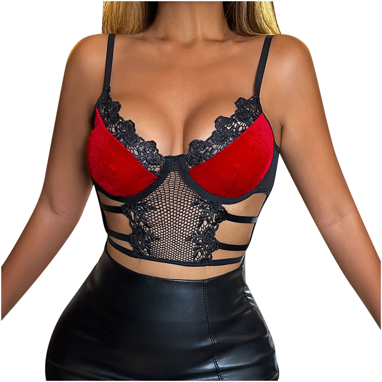 Ganfancp Women Tank Top Corset Tops For Women Womens Print Mesh Lace