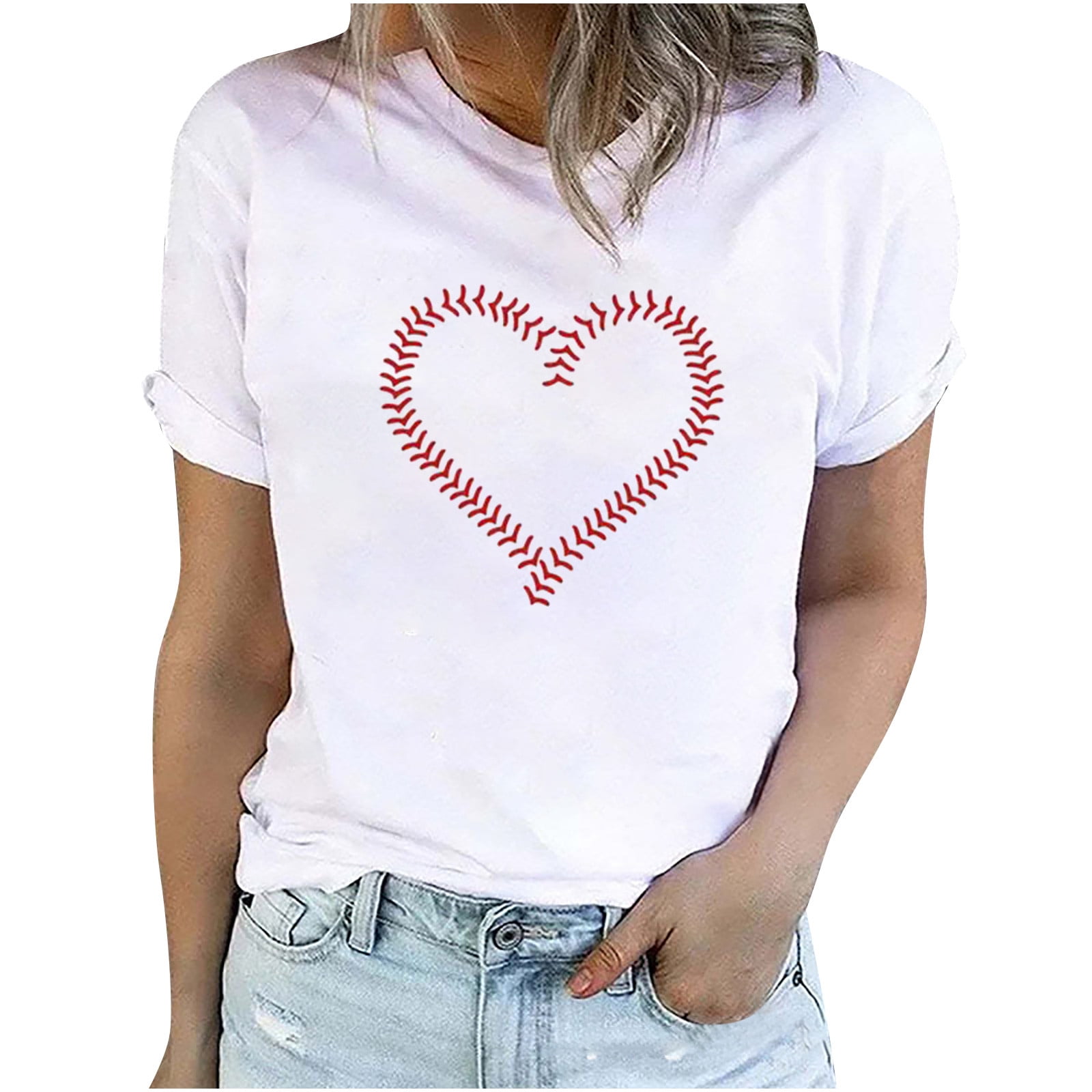 Ganfancp Womens Plus Size Tops Clearance Casual Short Sleeve Round