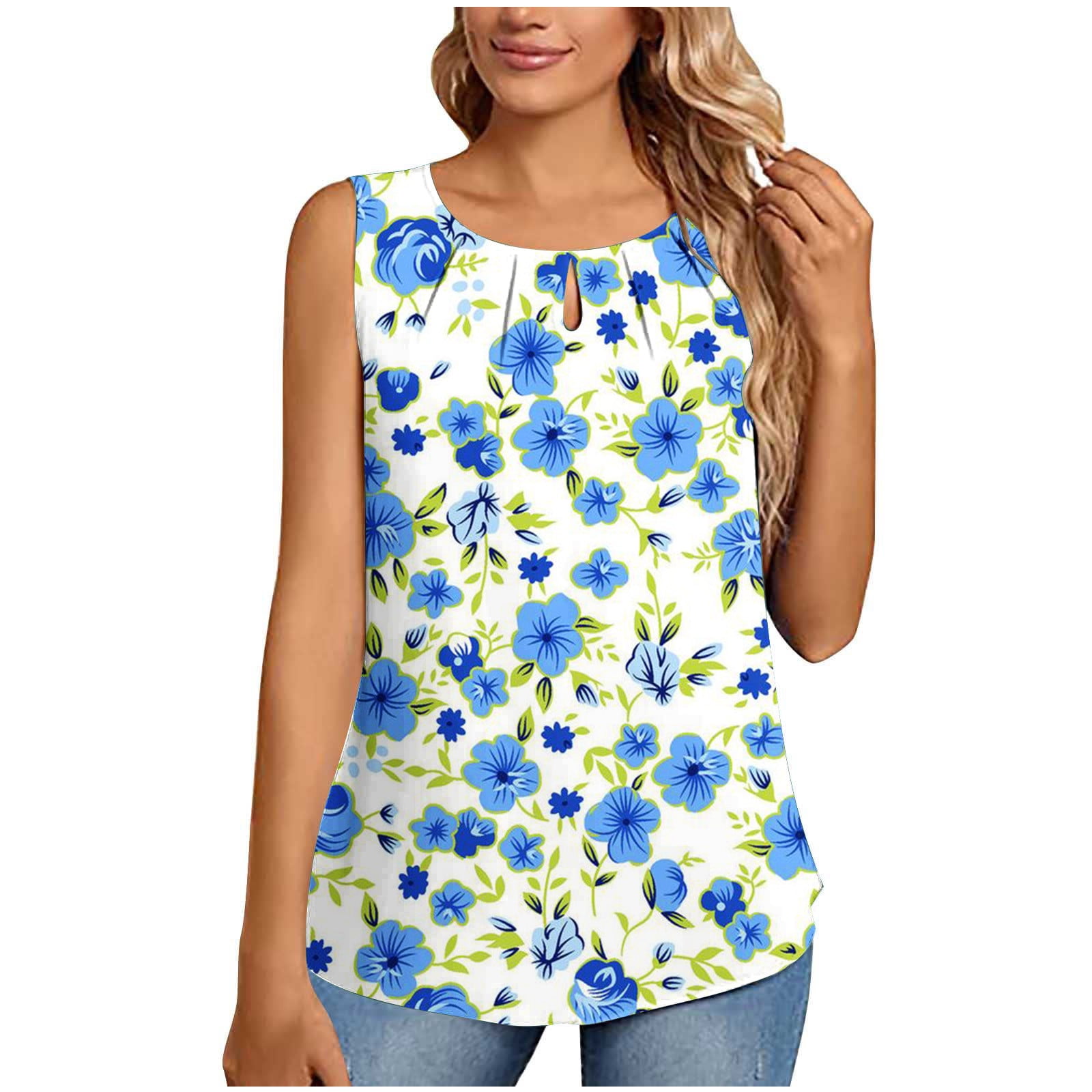 Ganfancp Womens T Shirt Causal Sleeveless Round Neck Blouse Elegant