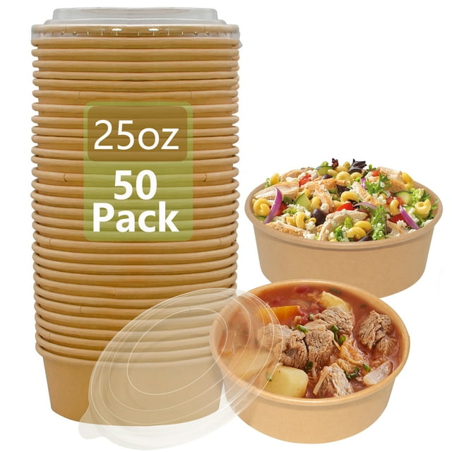 Ganfaner 50pk Disposable 25oz Meal Prep Containers, Leak Proof ...