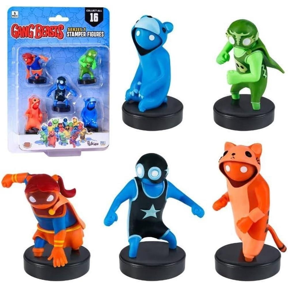 Gang Beast Ink Stamper Figures 5pk Collectible Red Superhero Blue Bear ...