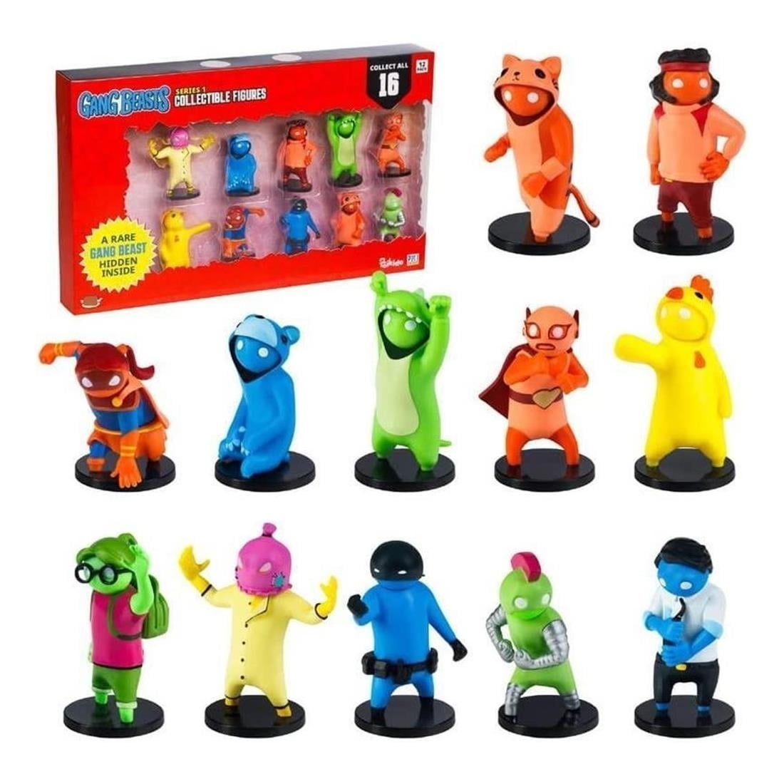 Gang Beasts Character Figures 12pk Red Cat Blue Bear Green Dragon PMI ...