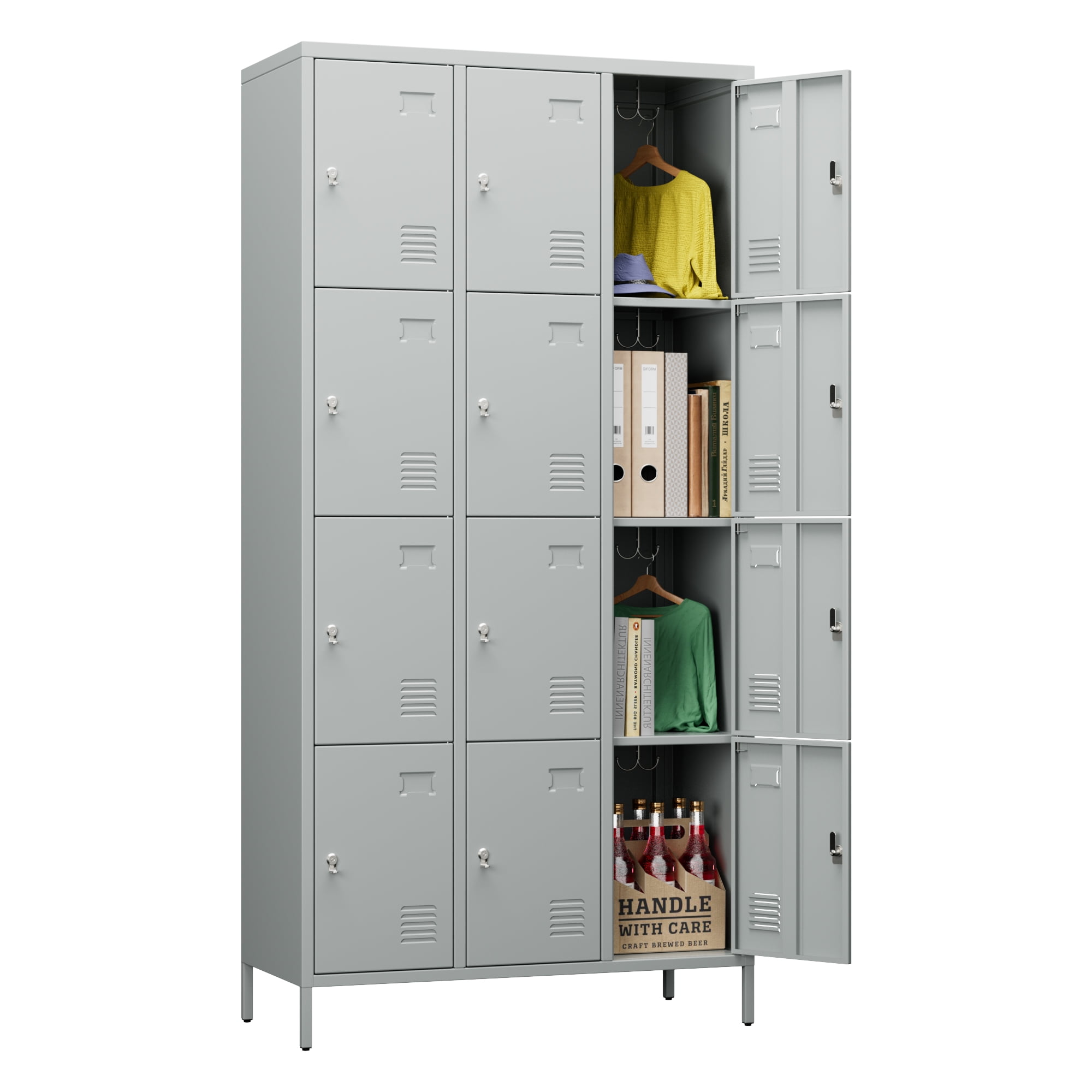 GangMei 12 Doors Metal Storage Locker Cabinet for Employees, Storage ...