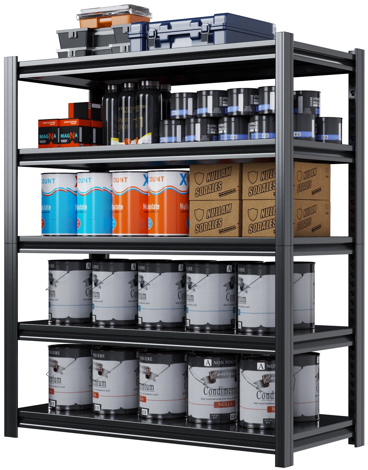 GangMei 5-Tiers Metal Large Capacity Garage Storage Shelf, Adjustable Heavy Duty Shelving Unit ...