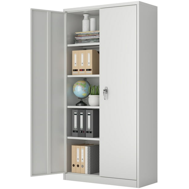 GangMei Heavy Duty Lockable Metal Storage Cabinet, 72in Large Garage Unit, 4 Adjustable Shelves ...