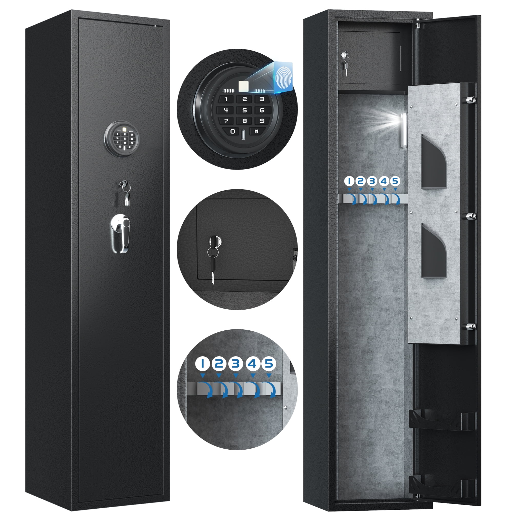 GangMei Home Gun Safe, Biometric Fingerprint, Quick Access to 4-5 ...