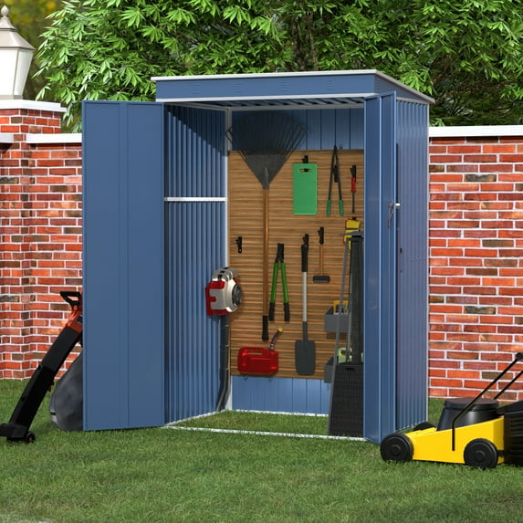 GangMei 4FT x 3FT Metal Outdoor Waterproof Storage Shed, Steel Utility Tool House with Lockable ...