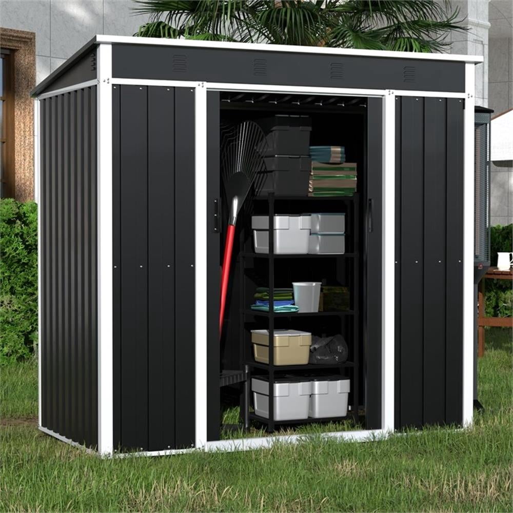 GangMei Metal Outdoor Storage Shed 6 FT 4 FT Tool Shed Storage with ...