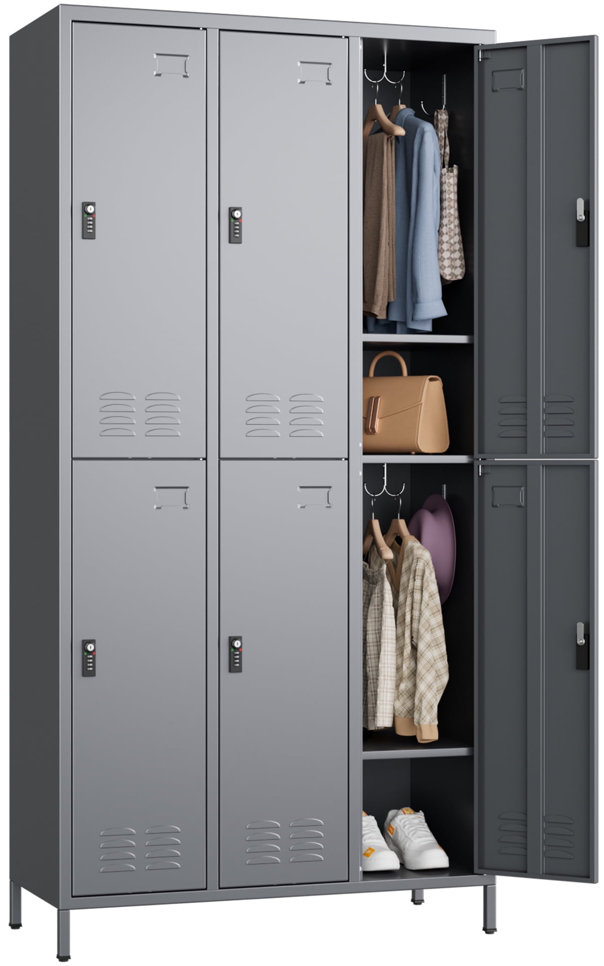 GangMei 6 Doors Metal Storage Locker Cabinet with Code Lock, Industrial ...