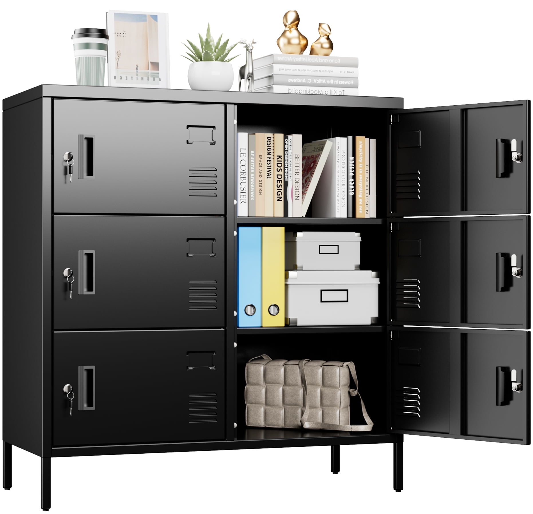 GangMei Metal Storage Locker, 6-Door Steel Locker for School, Office ...