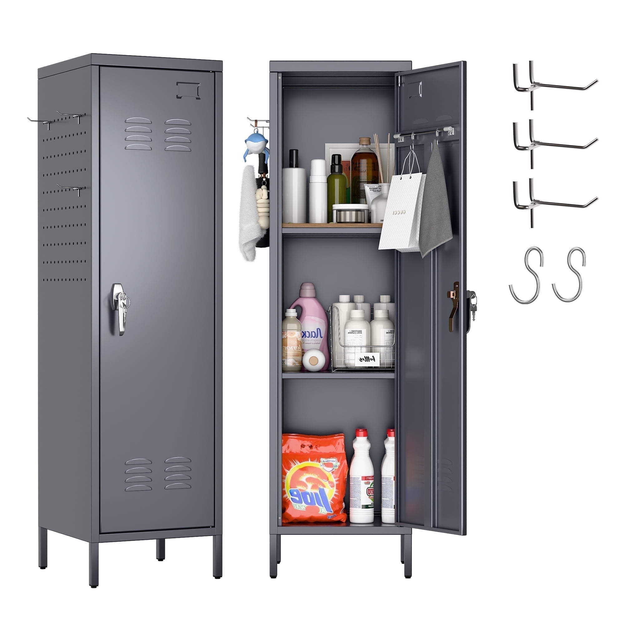 GangMei Metal Storage Locker for School Office Gym Bedroom,Single Door Steel Storage Locker for ...